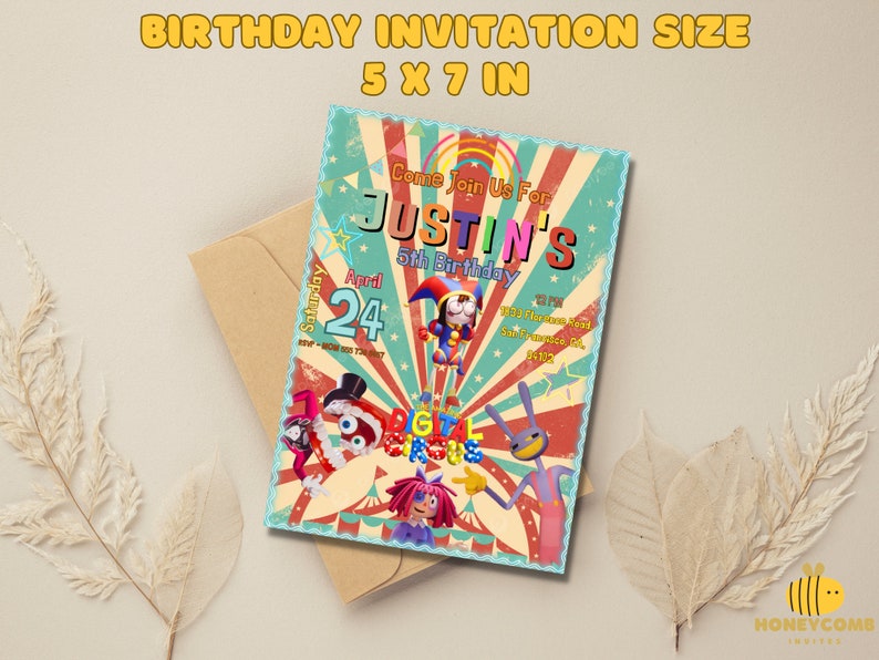 The Amazing Digital Circus Birthday Invitation, Fun Kids Birthday ...