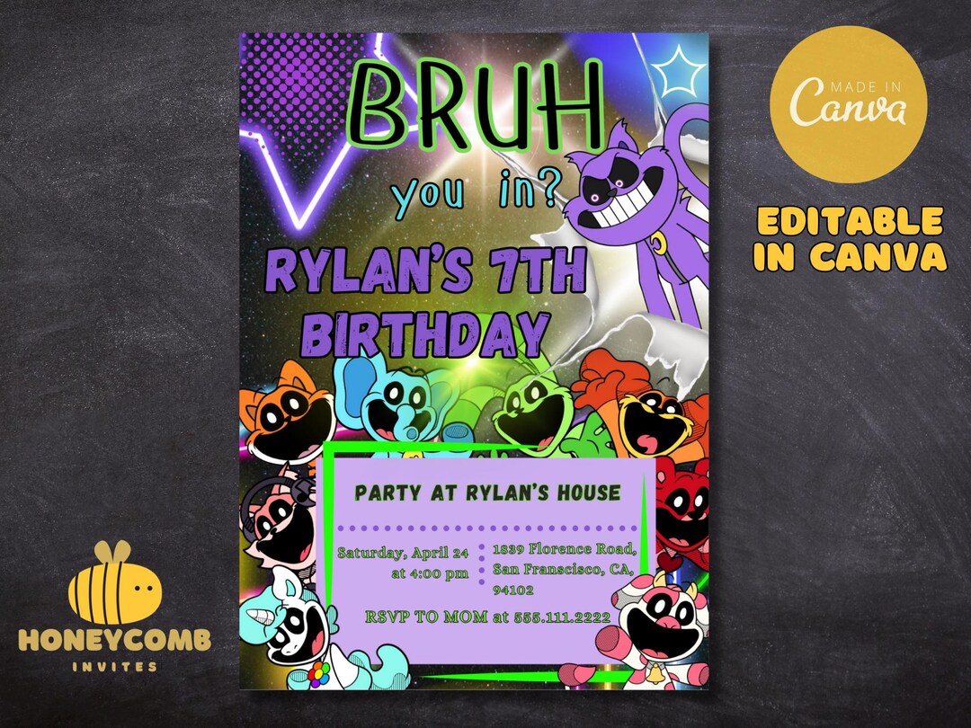 Smiling Critters Birthday Invitation | Editable Poppy Playtime Party ...