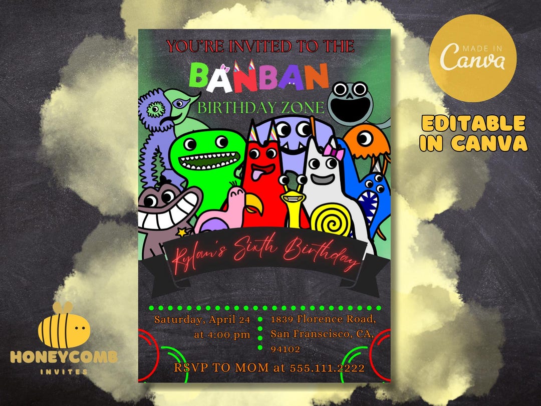 Garten of Banban Birthday Invitation, Editable Digital Party Template ...