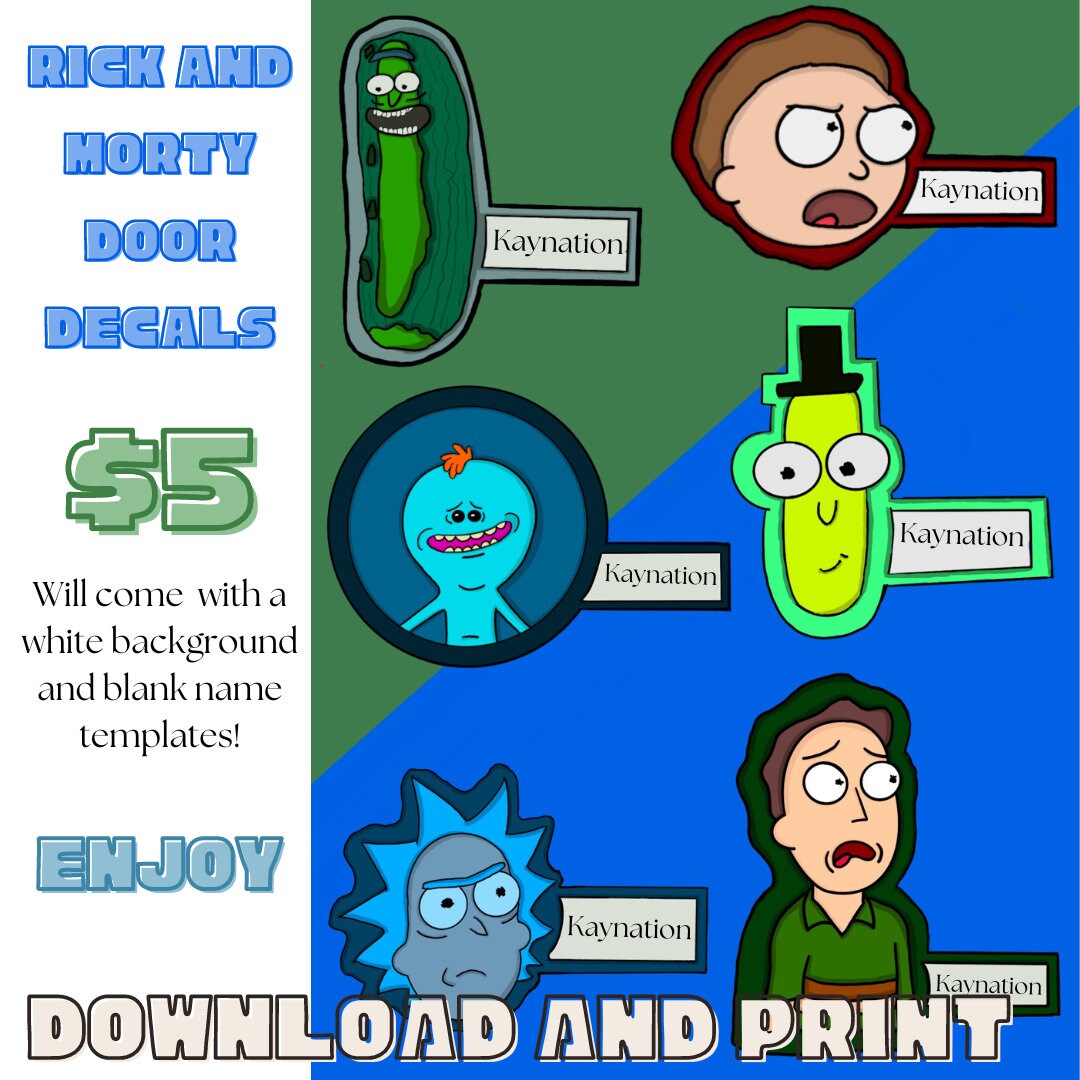 Rick and Morty Door Decals for College Students, Perfect for Dorms and ...