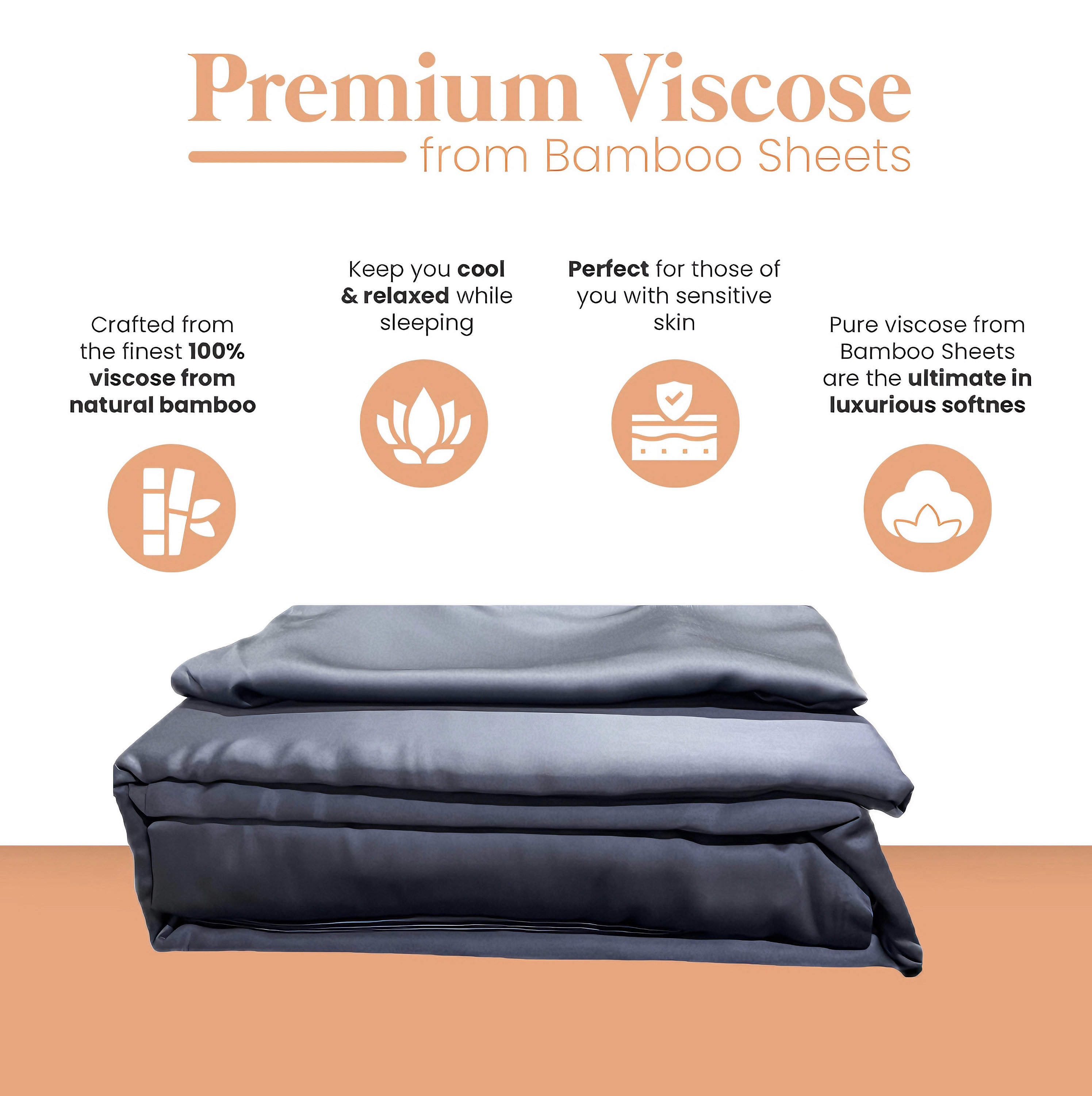 Premium Viscose Bamboo Sheet Set, 4 Piece Set, Silky Feeling and ...