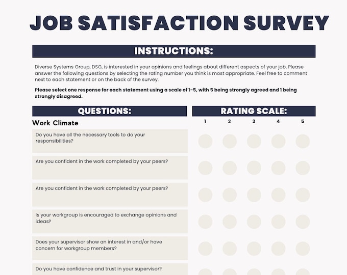 Employee Job Satisfaction Survey - Etsy