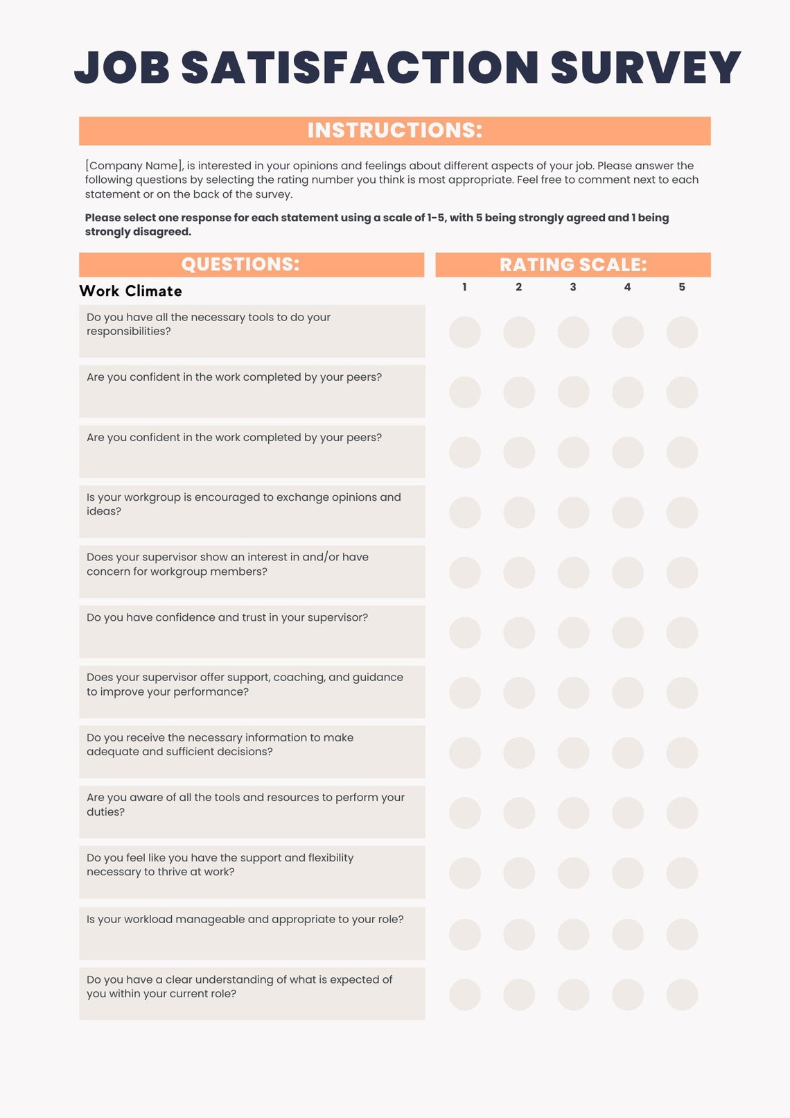 Employee Job Satisfaction Survey - Etsy