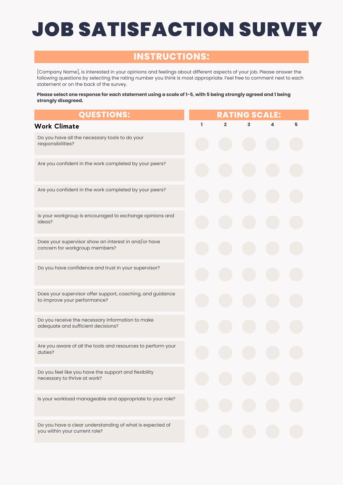 Employee Job Satisfaction Survey - Etsy