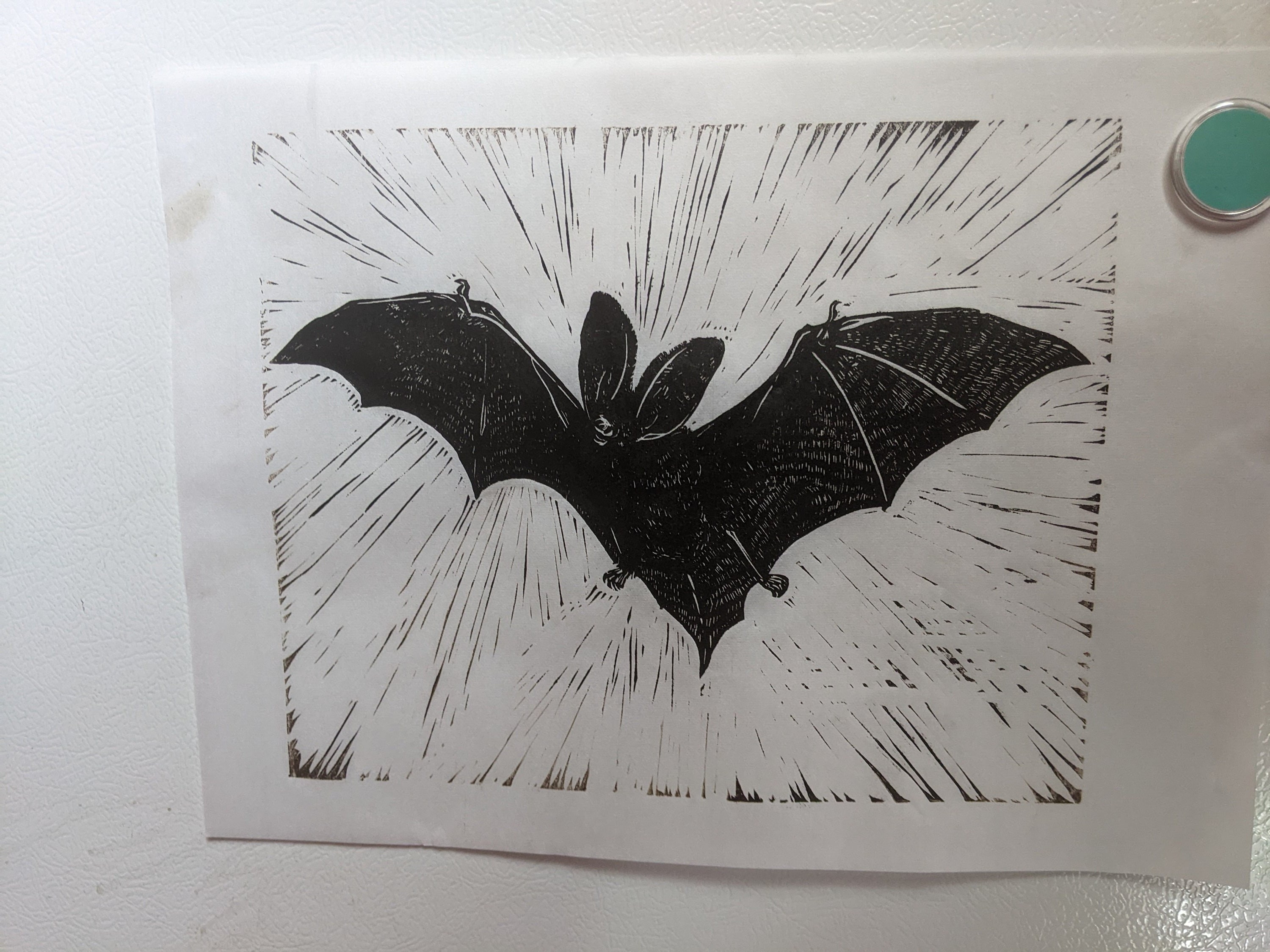 Bat Linocut Hand-print - Etsy