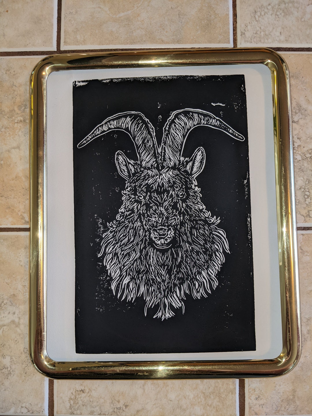 Black Phillip Goat Hand-printed Linocut Art - Etsy