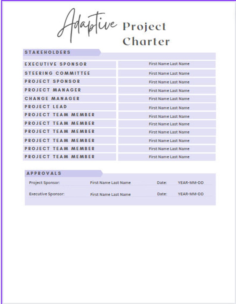 Adaptive Project Charter Template for Public Service Project Management ...