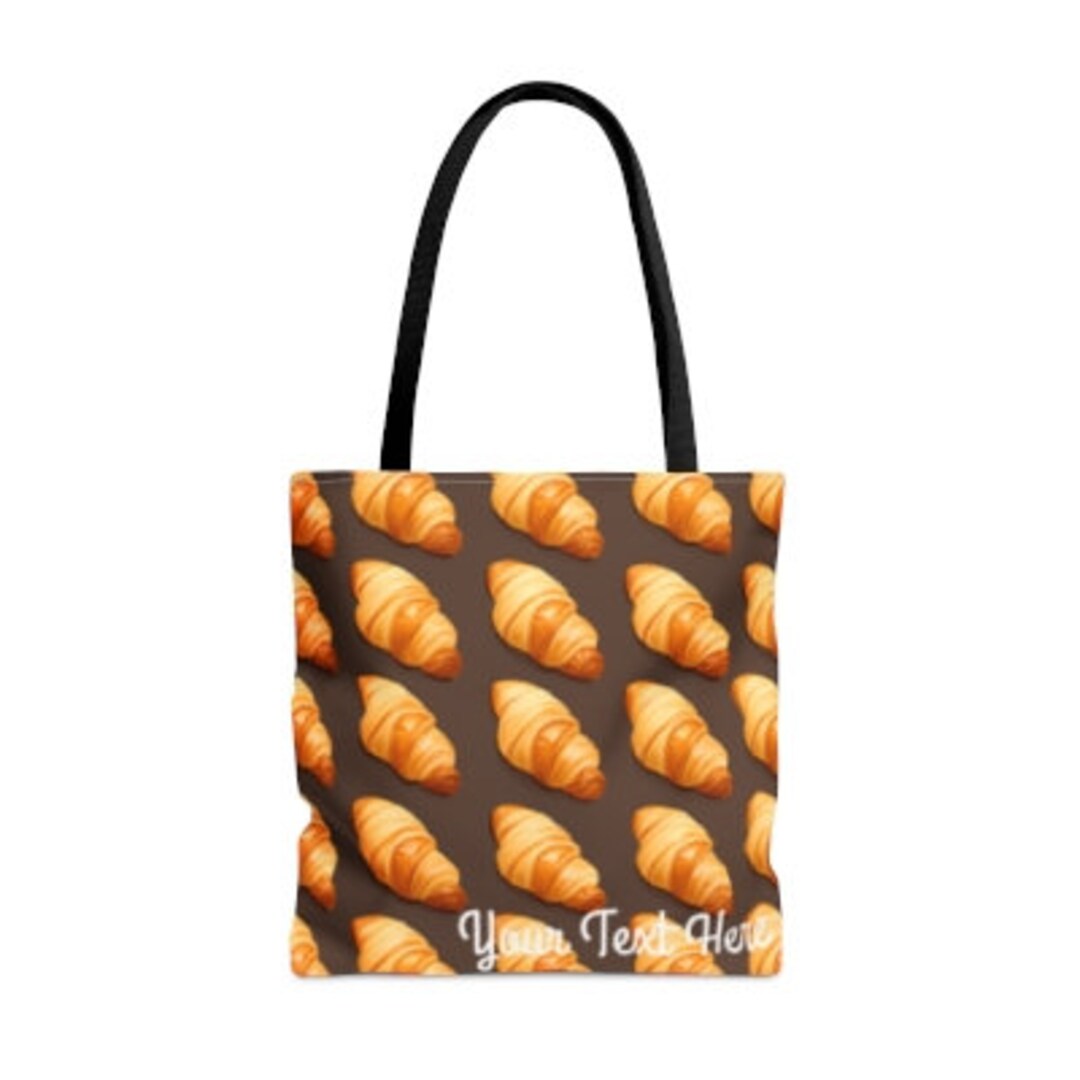 Customizable Text Croissant Design Pattern Tote Bag Various - Etsy