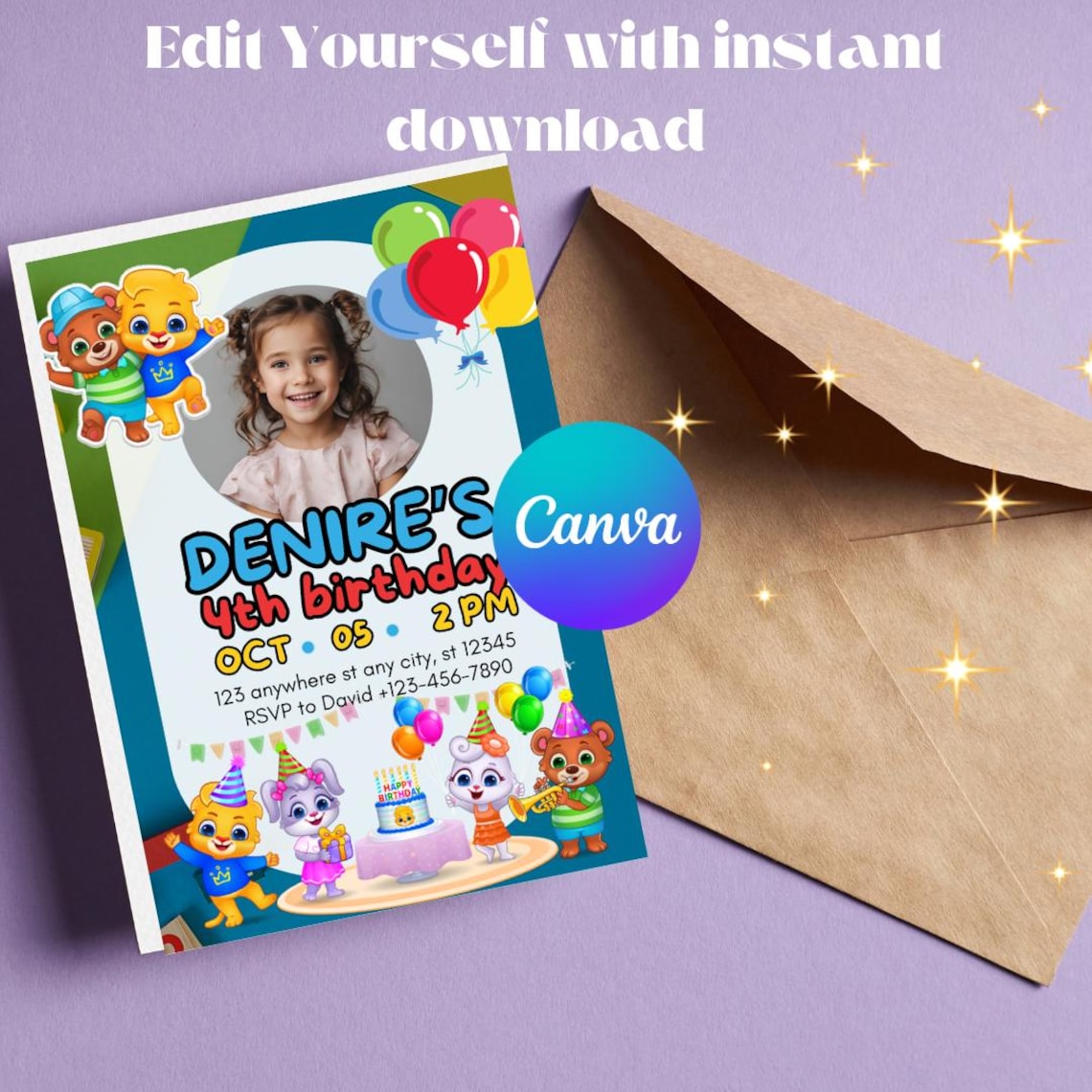 Lucas and Friends Invitation Instant Download Kids Invite Party Digital ...