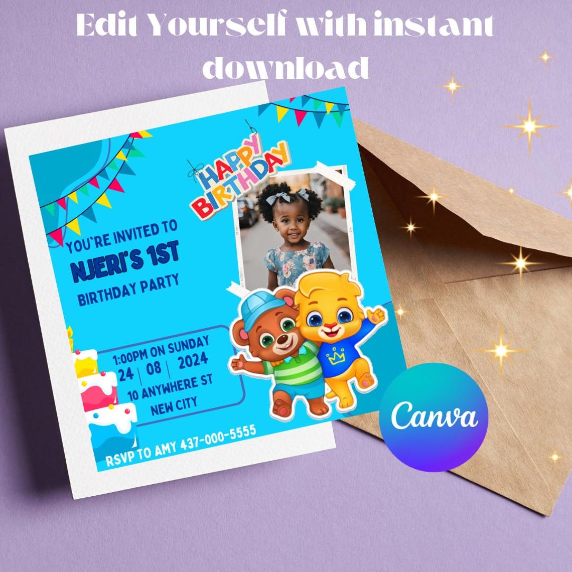 Lucas and Friends Invitation Instant Download Kids Invite Party Digital ...