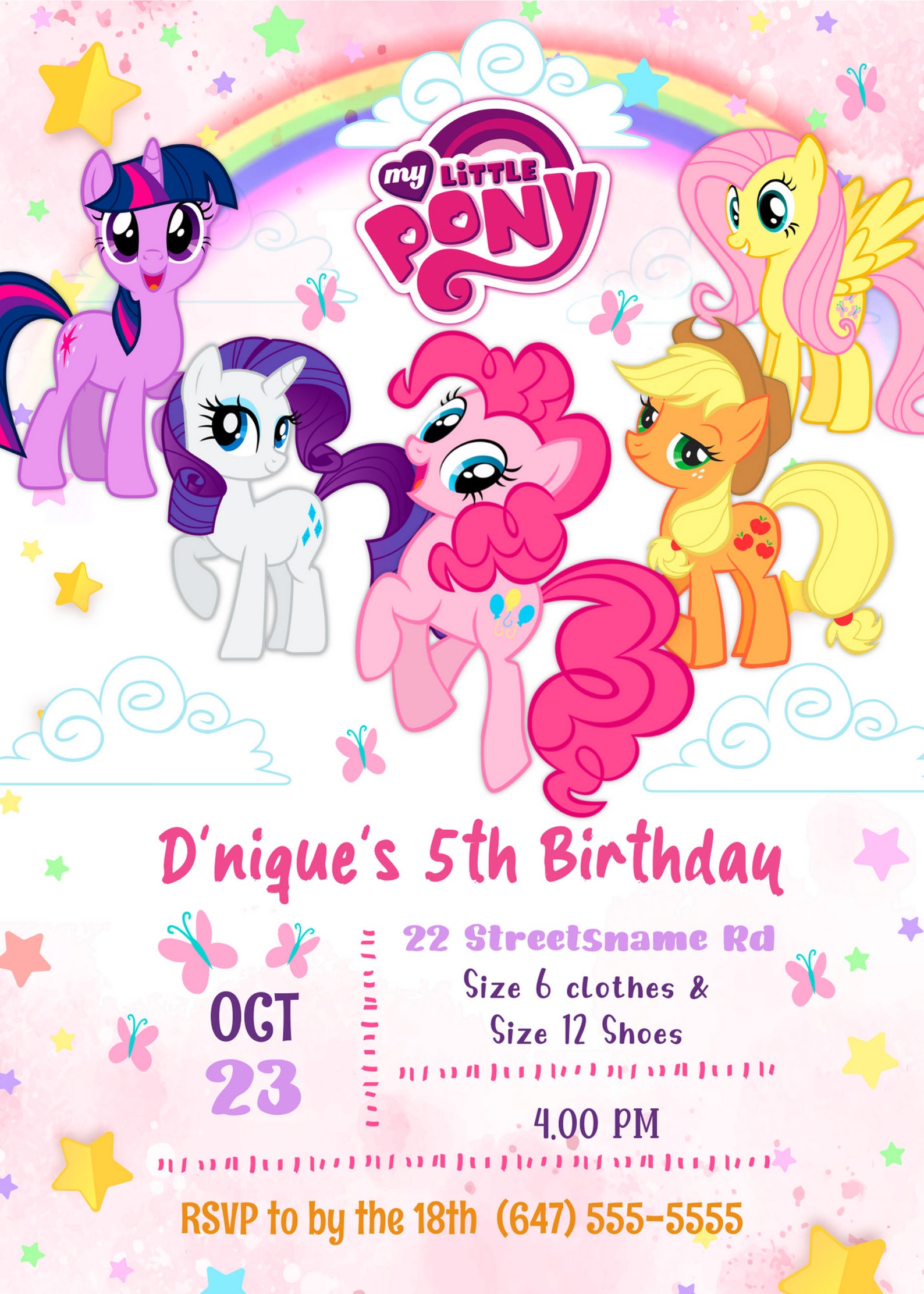 Editable Birthday Invitation Girl Birthday Party Invites Editable Girls ...