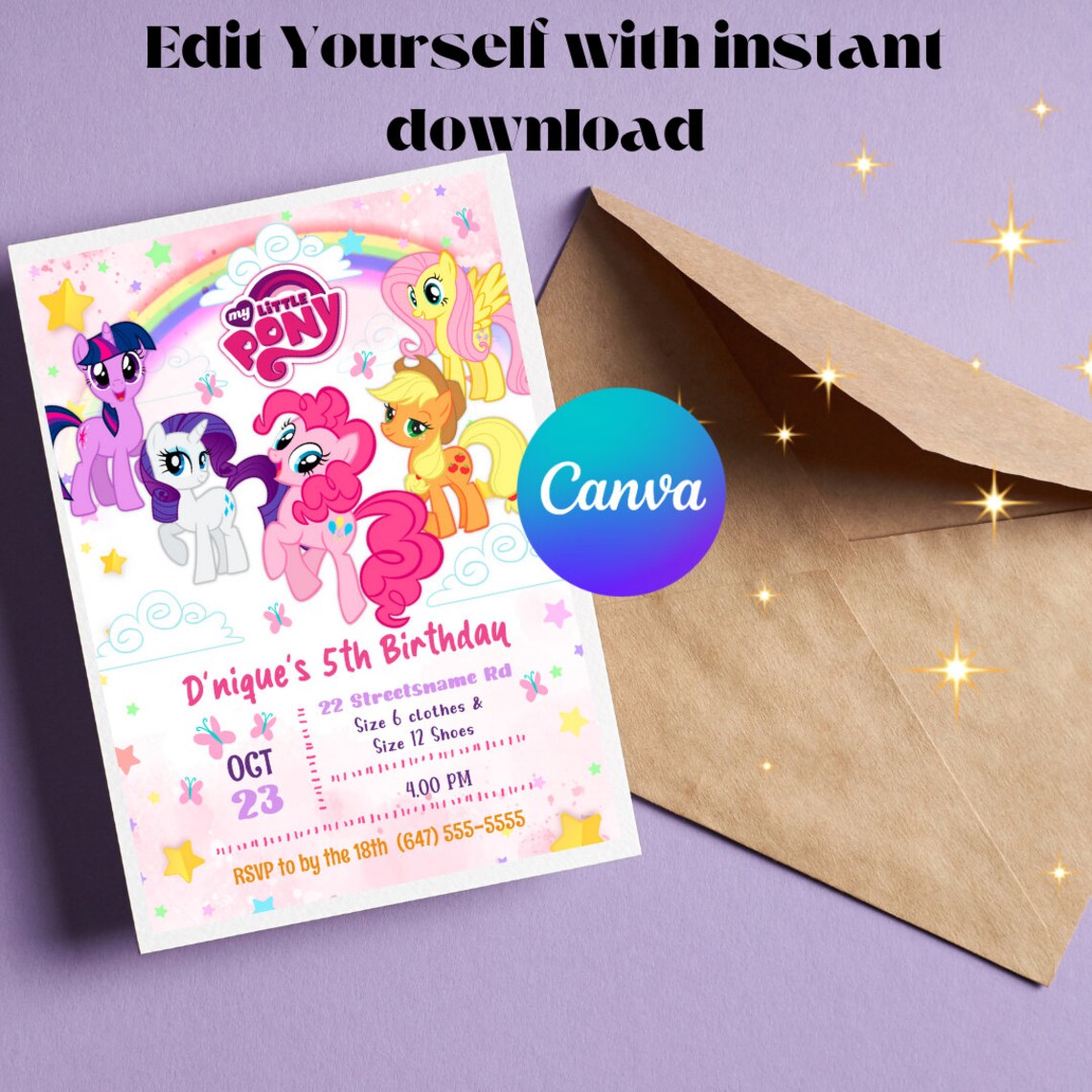 Editable Birthday Invitation Girl Birthday Party Invites Editable Girls ...