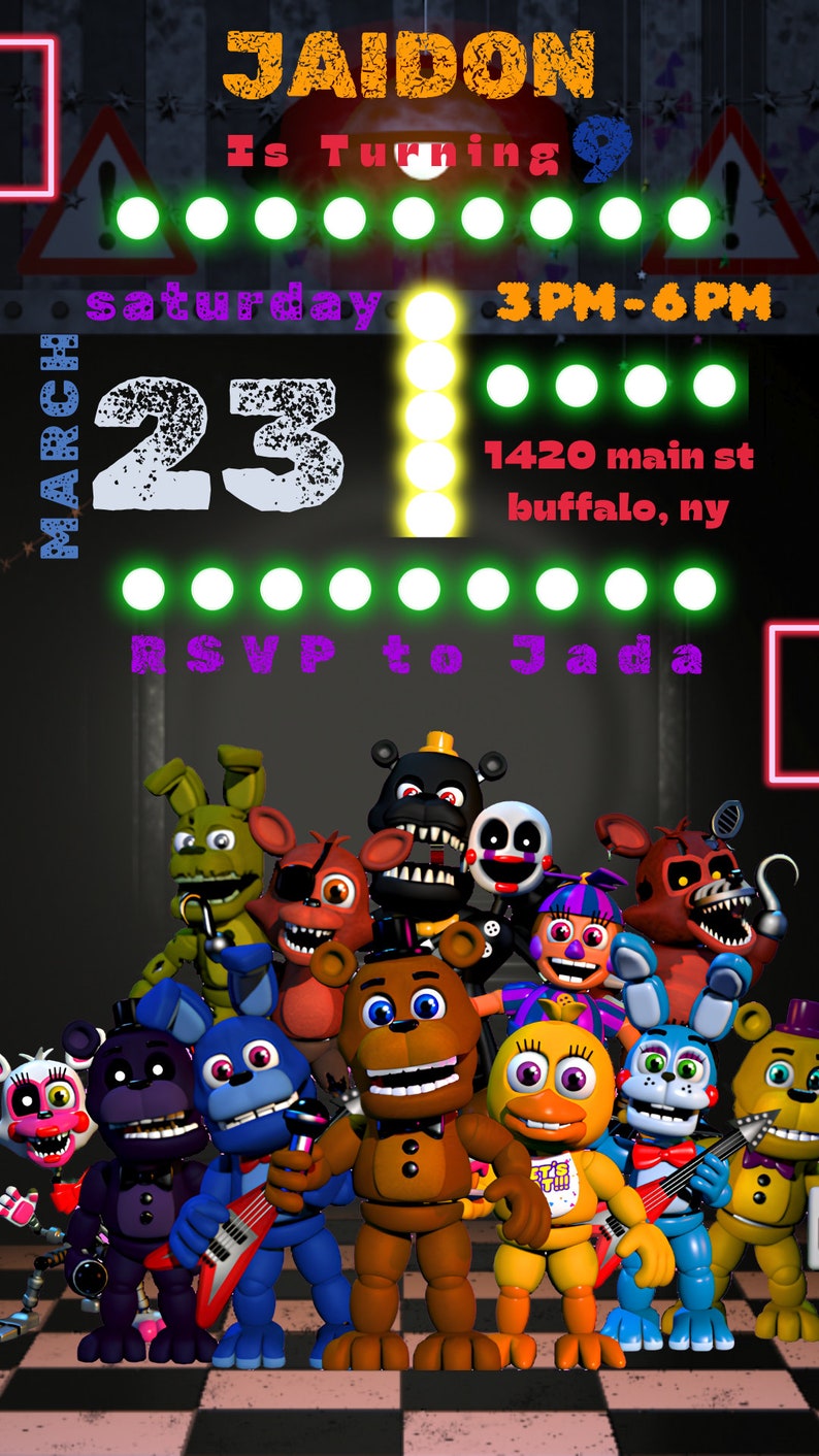 Five Nights at Freddys FNAF Invitation Instant Download Birthday Invite ...
