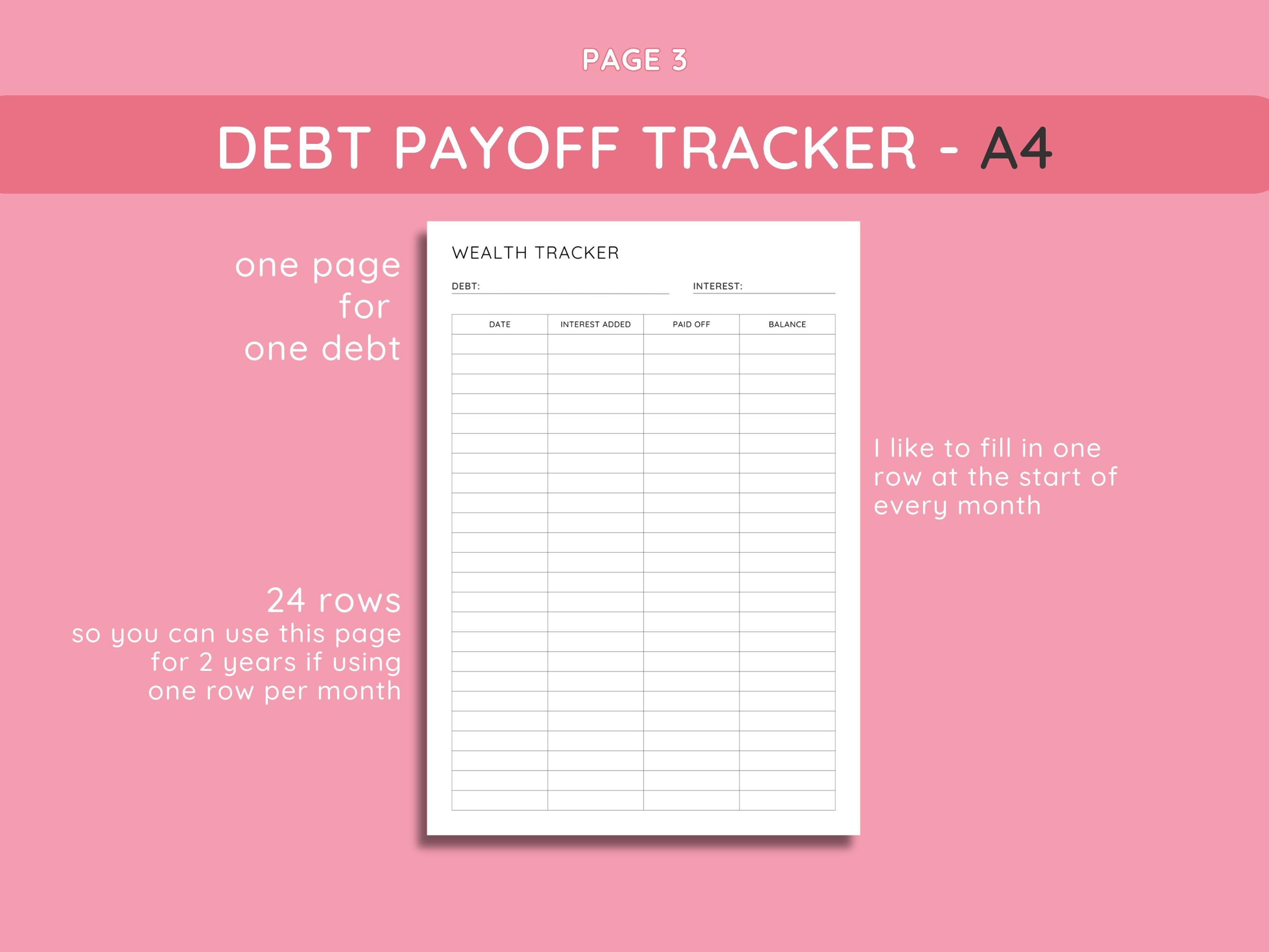 Wealth Tracker, Printable Debt Payoff Tracker, Simple Net Worth Tracker ...