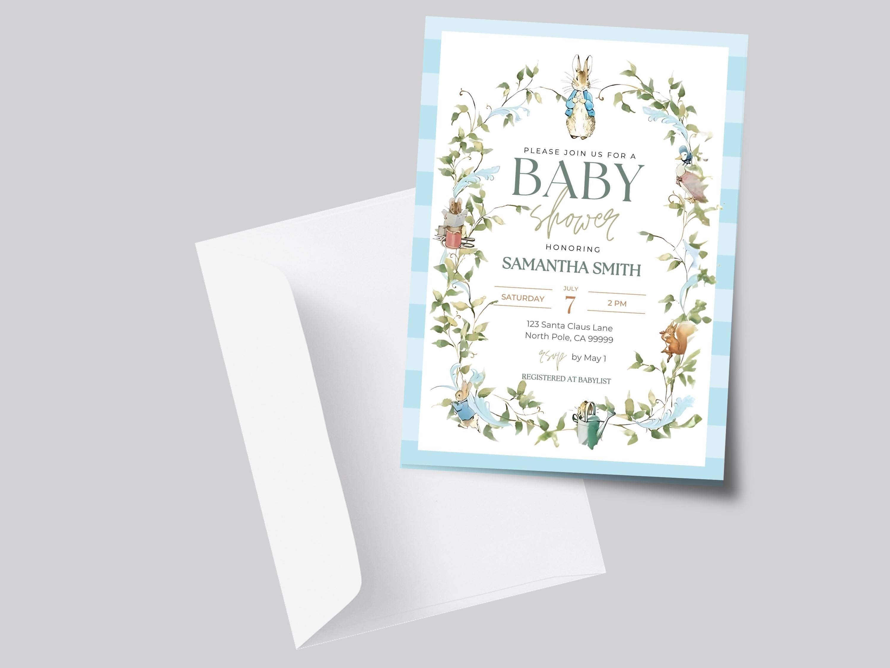 Peter Rabbit Baby Shower or Birthday Invitation - Editable Digital ...