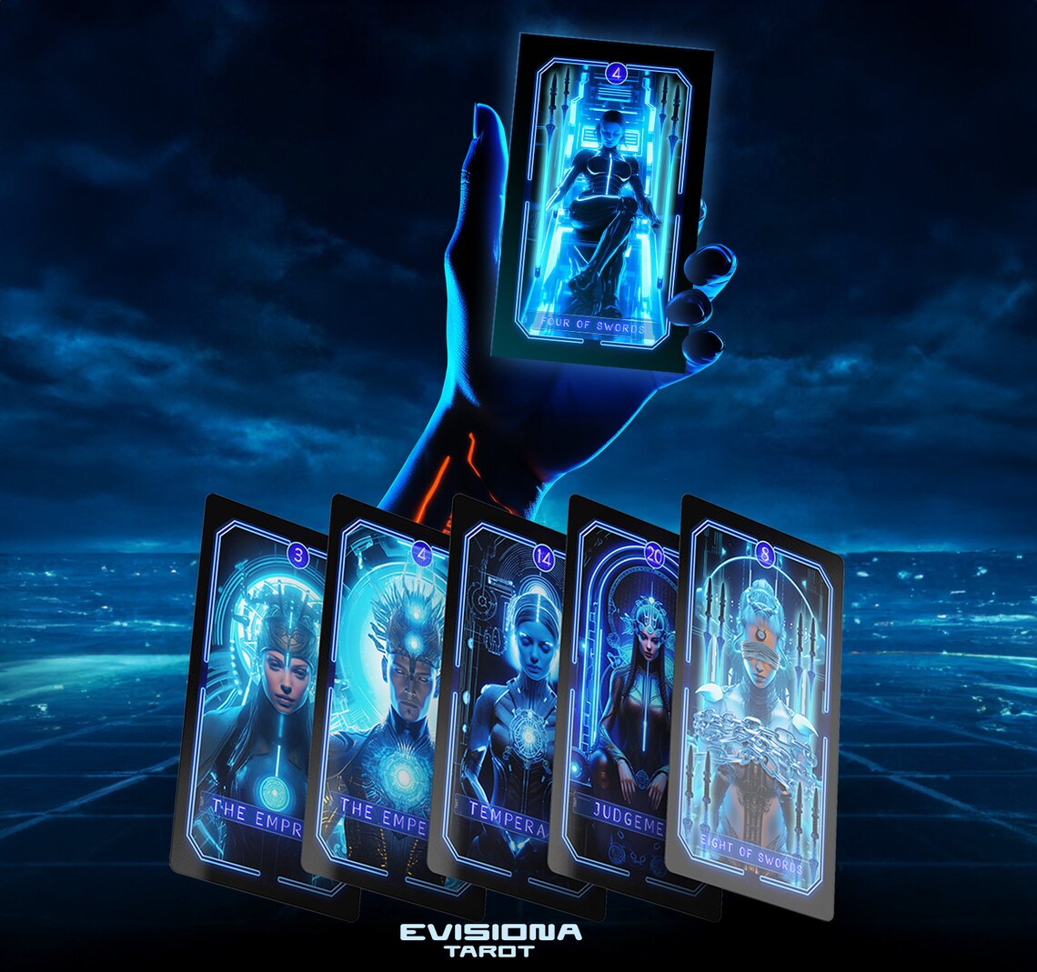 Envisiona Modern Futuristic Tarot Card Deck, Tarot Deck With Guidebook ...