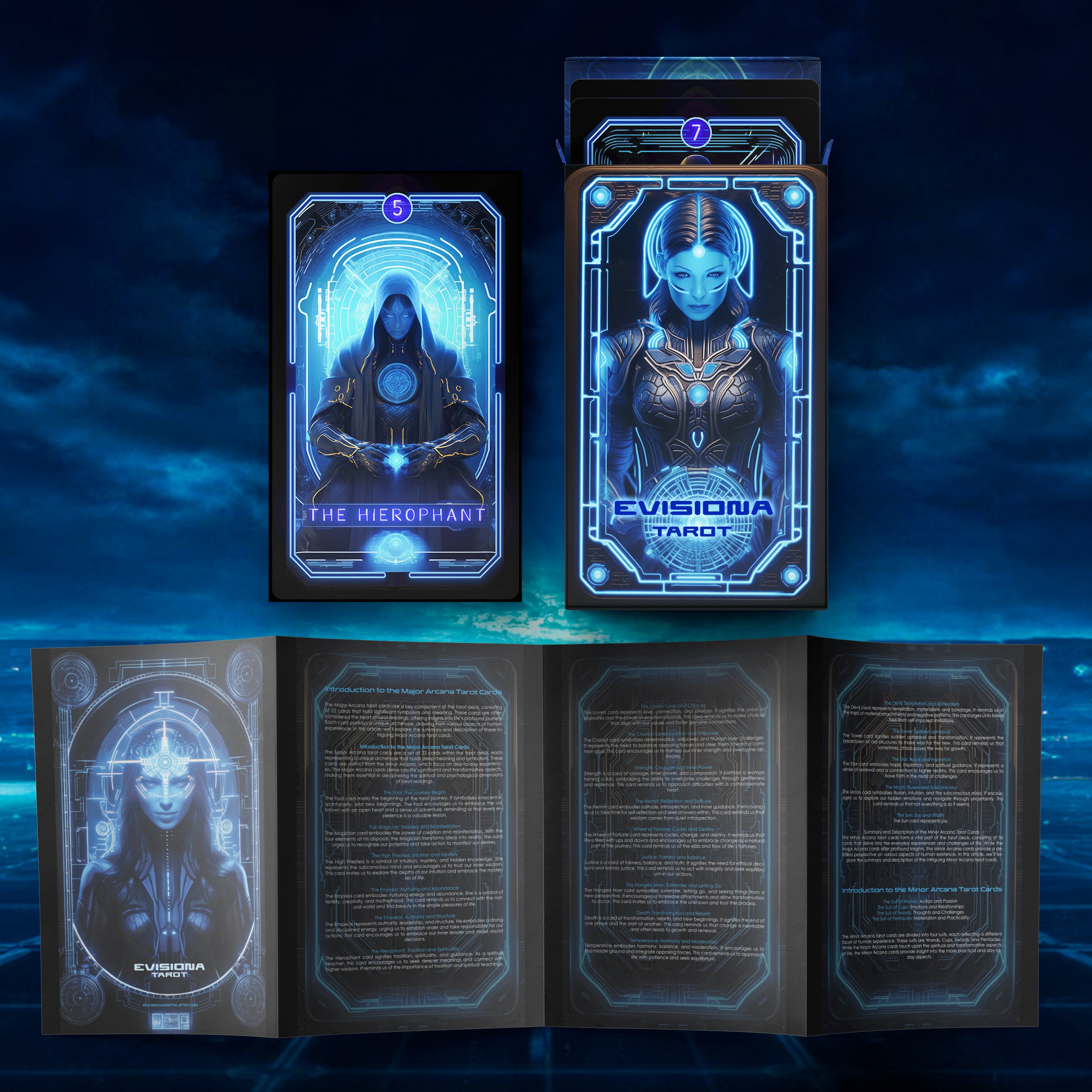 Envisiona Modern Futuristic Tarot Card Deck, Tarot Deck With Guidebook ...