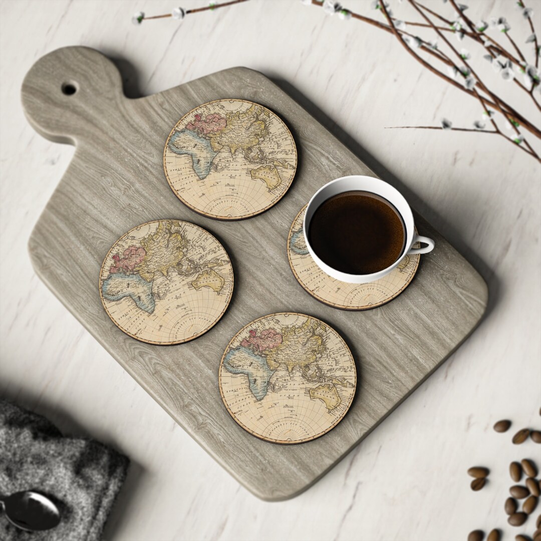 Oldschool Map Coasters, Custom Map Coasters, Gift for History or Map ...