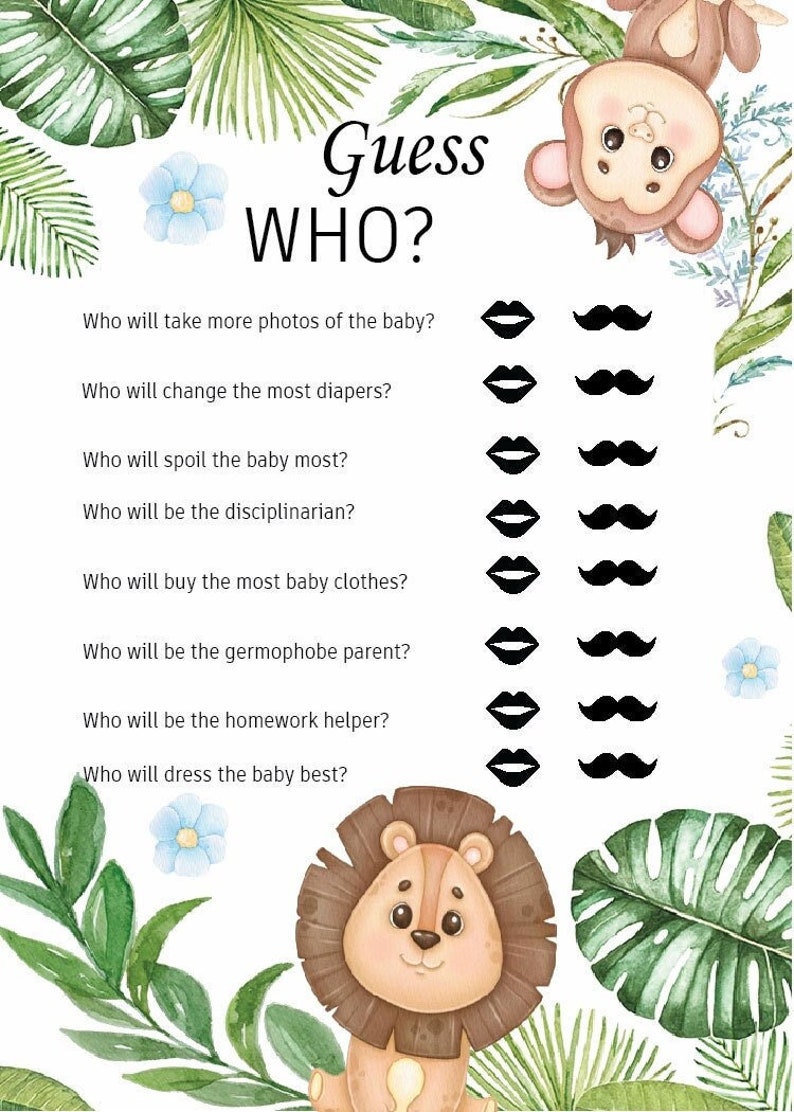 Safari Themed Baby Shower guess Who Game - Etsy