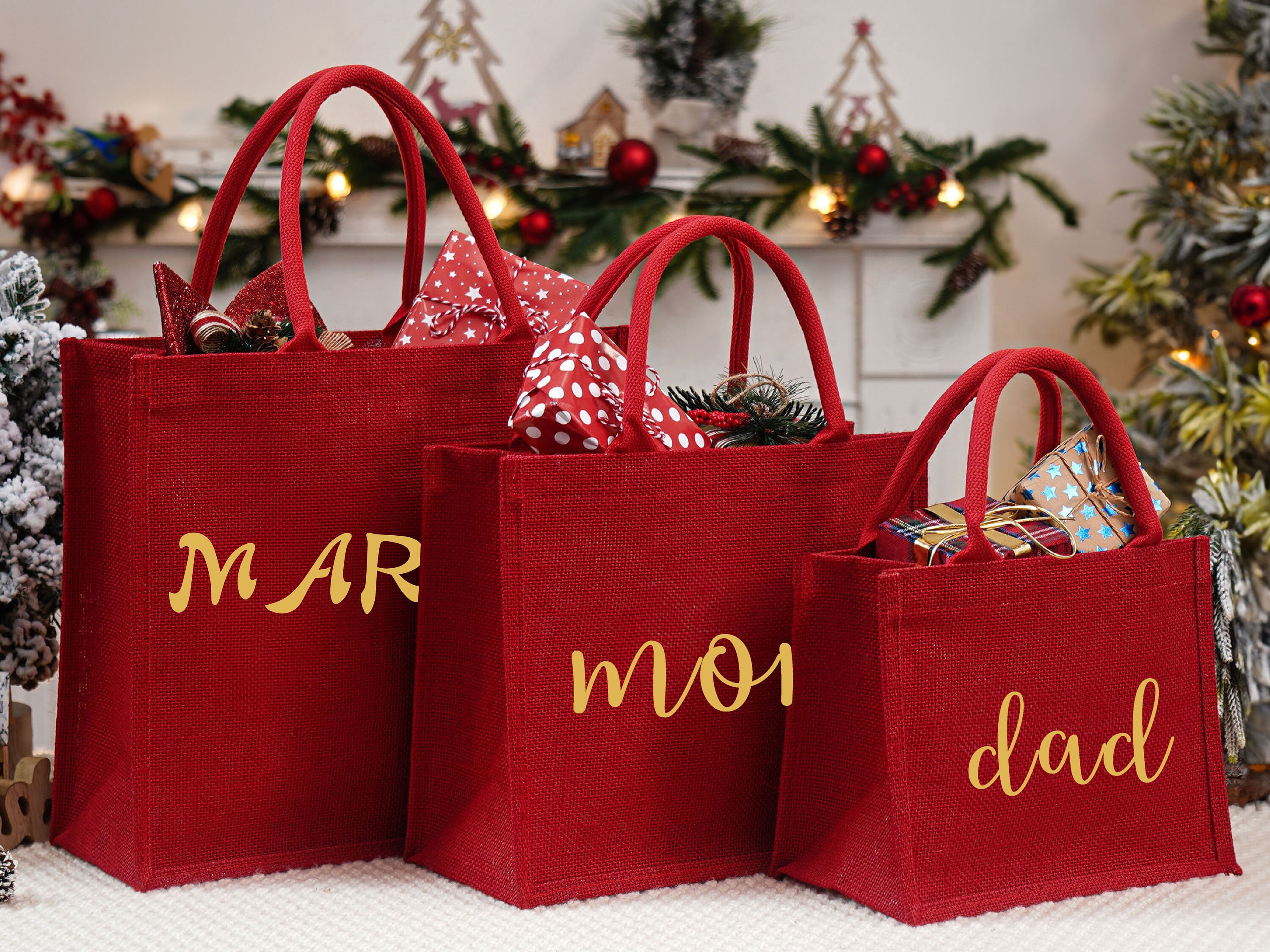 Personalised Burlap Christmas Bagcustom Red Christmas Party - Etsy