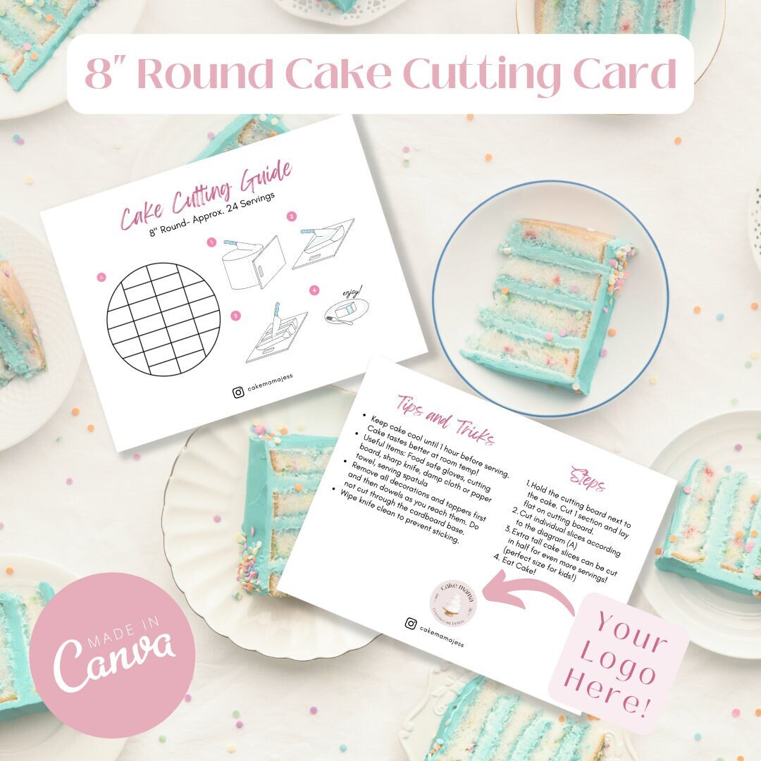 Cake Cutting Guide/instructions for an 8” Round Cake, POSTCARD Sized ...