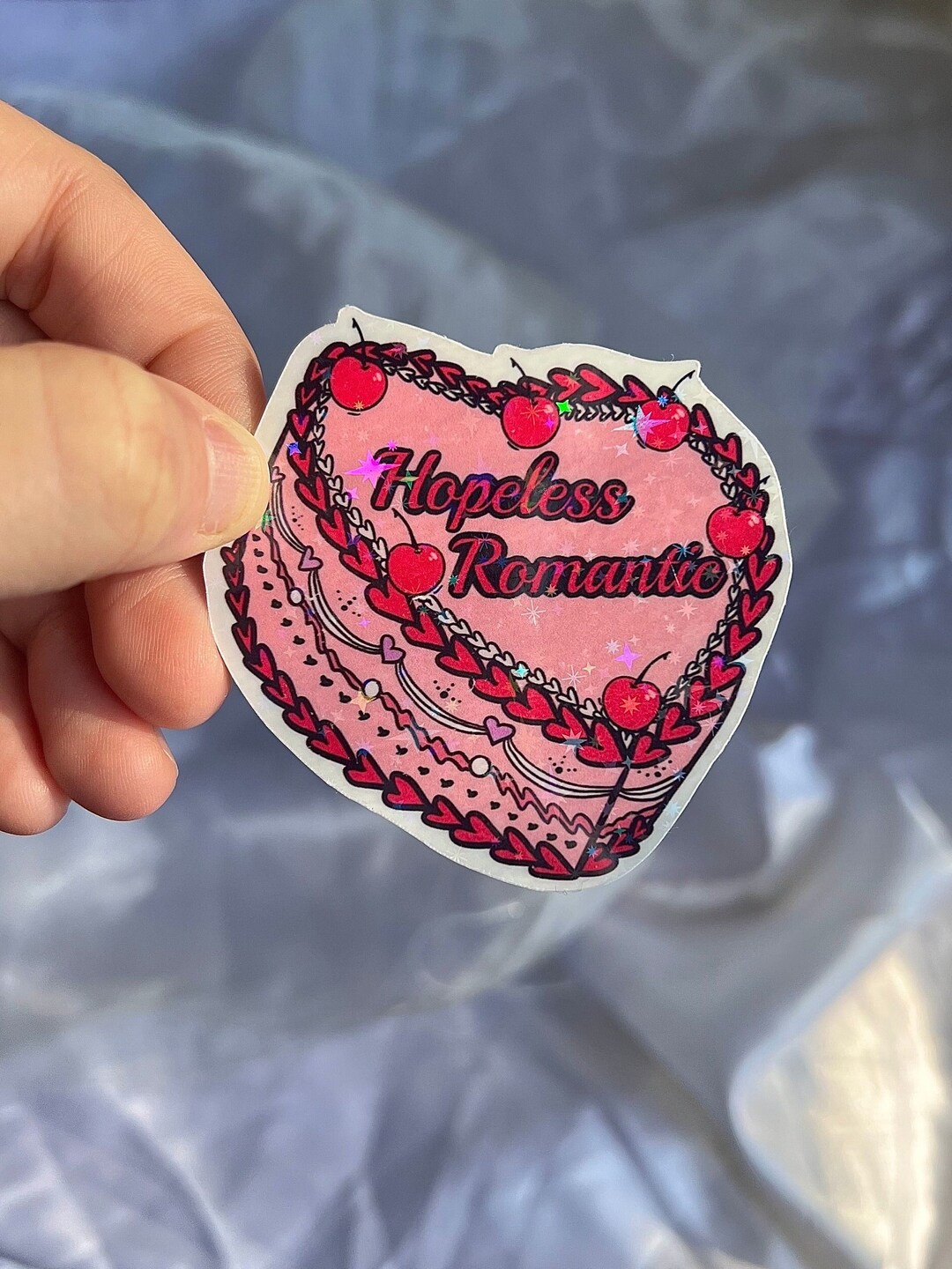 Hopeless Romantic Sticker | Vintage Cake Sticker | Holographic Sticker ...