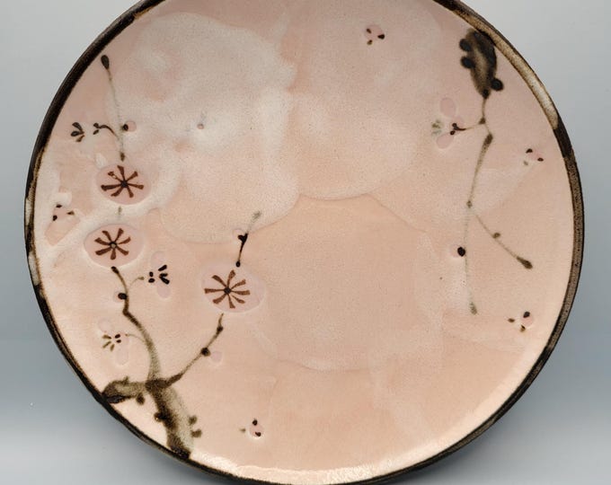 Round Plate, Sousaku Cherry Blossom Pink, Japanese Stoneware Kafuh - Etsy