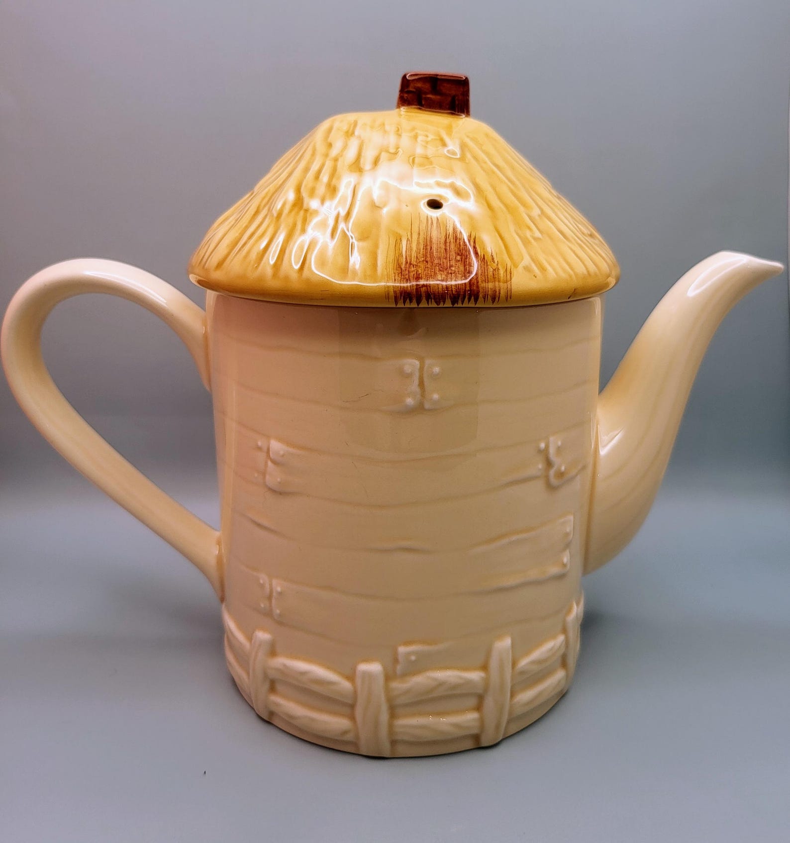 Country Scene Teapot, Marks Rosenfeld, Raised Relief Cottage Farmhouse ...