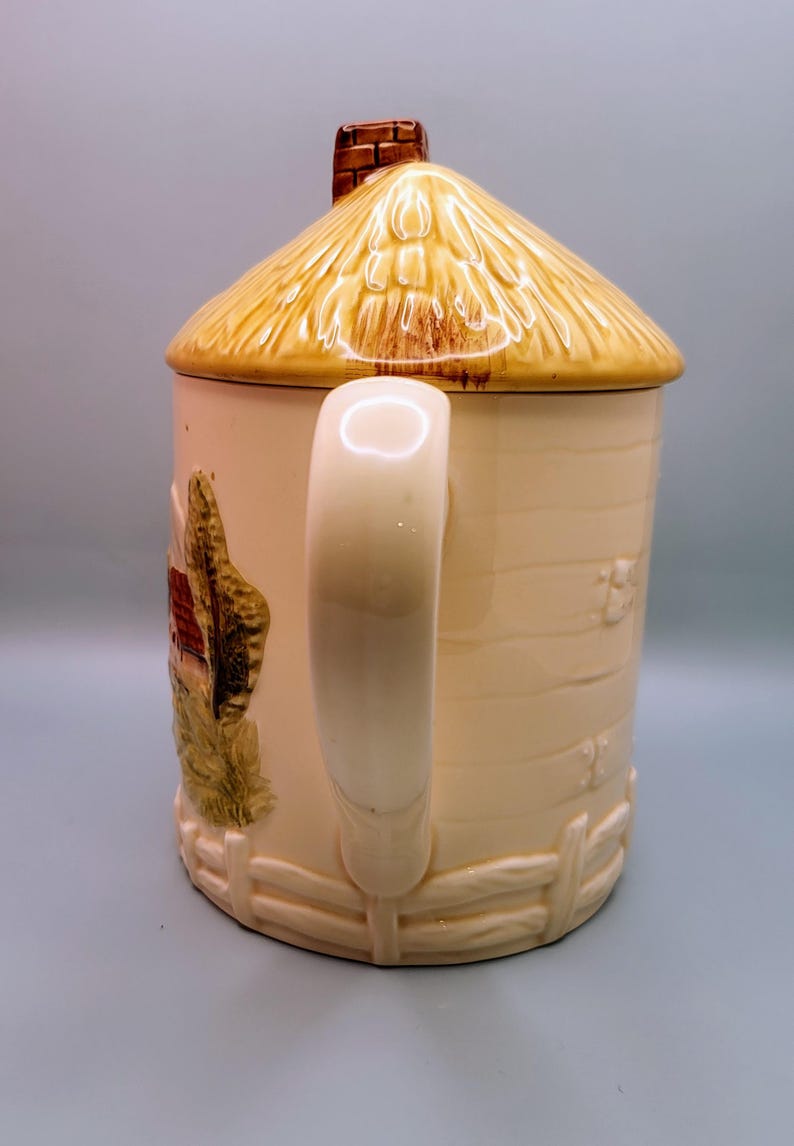 Country Scene Teapot, Marks Rosenfeld, Raised Relief Cottage Farmhouse ...