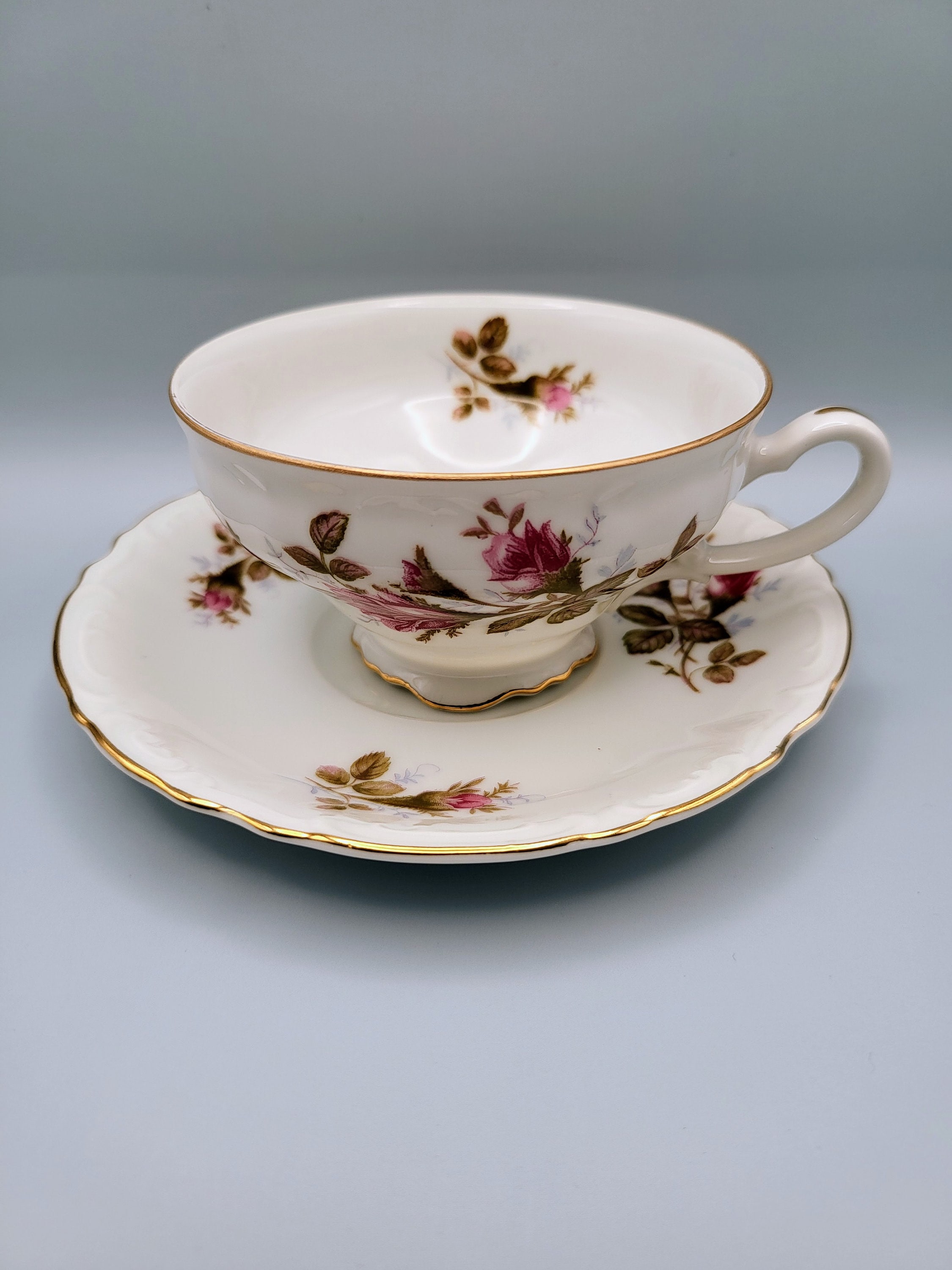 Cup & Saucer, Lipper and Mann, Pompadour Rose gold Trim - Etsy