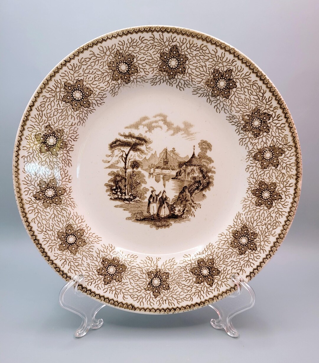 1860-80s Bread Plate, J.T. Edwards “sirius” Brown Transferware - Etsy
