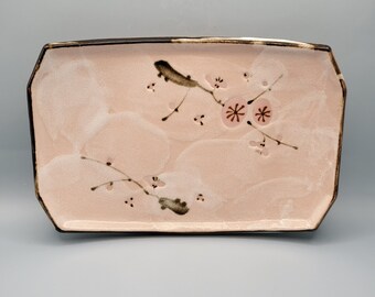 Round Plate, Sousaku Cherry Blossom Pink, Japanese Stoneware Kafuh - Etsy
