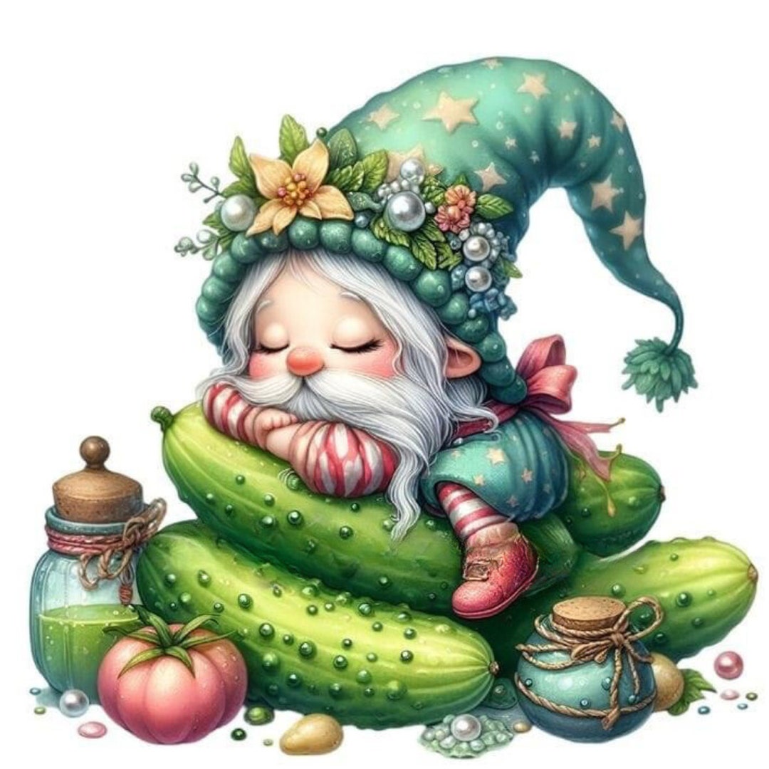 Sticker Cute Gnome With Pickles Magnet, Refrigerator, Home Decor 3' - Etsy