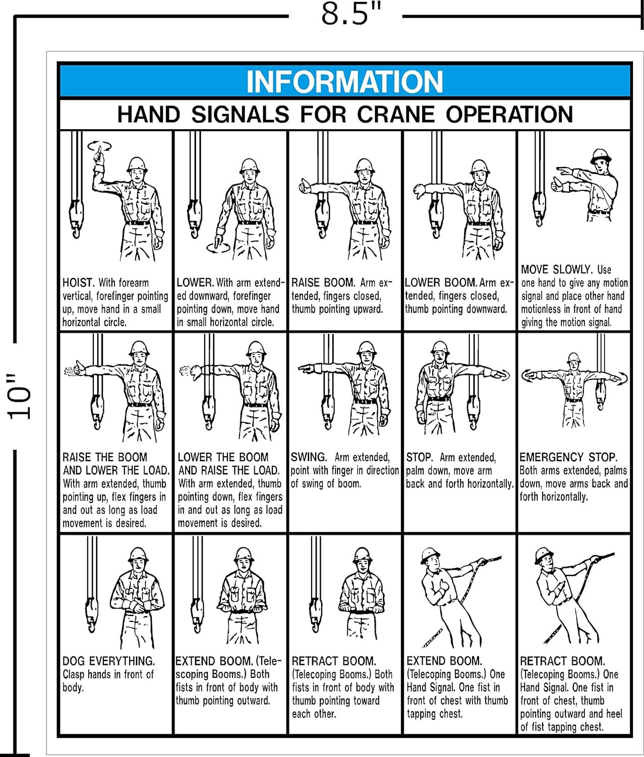 Hand Signals for Crane Operation - 8.5" X 10" Vinyl Decal Sticker - Etsy