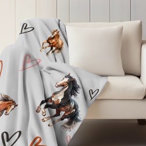 Horses Running With Hearts Cowgirl Plush Throw Blanket Ranch Girl Throw ...