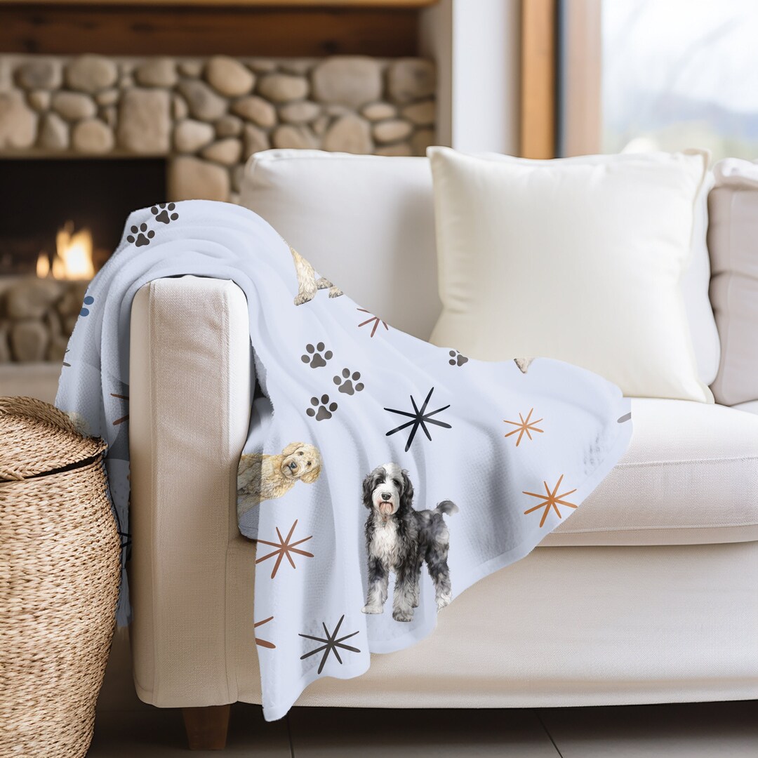 Doodle Dogs Golden With Black & White Doddles Plush Throw Blanket Gift ...
