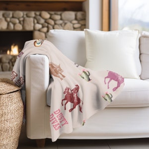 Cowgirls Old West Pink Glam Roping Horses Rodeo Blanket Western Bling ...