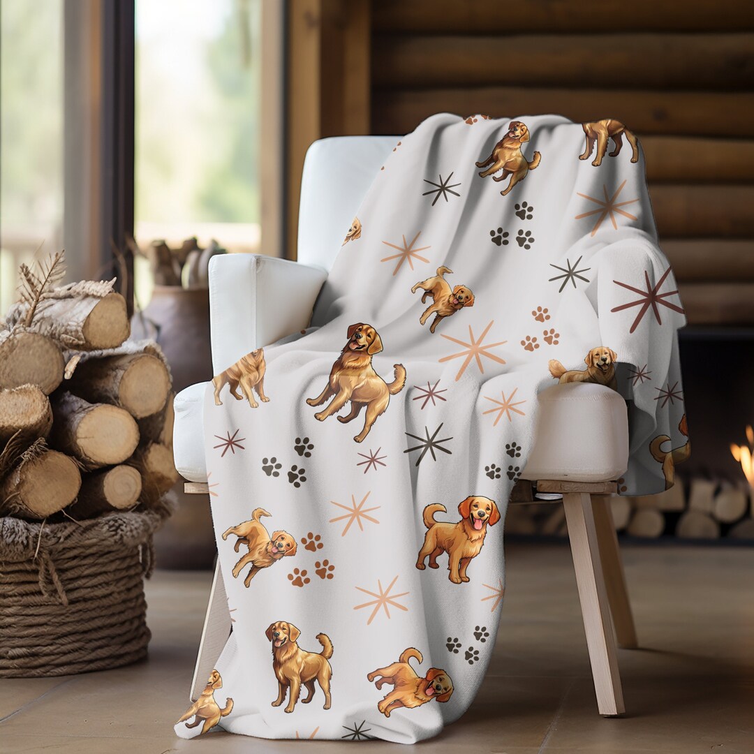 Golden Retriever Dog and Stars Plush Blanket Gift for Retriever Breed ...