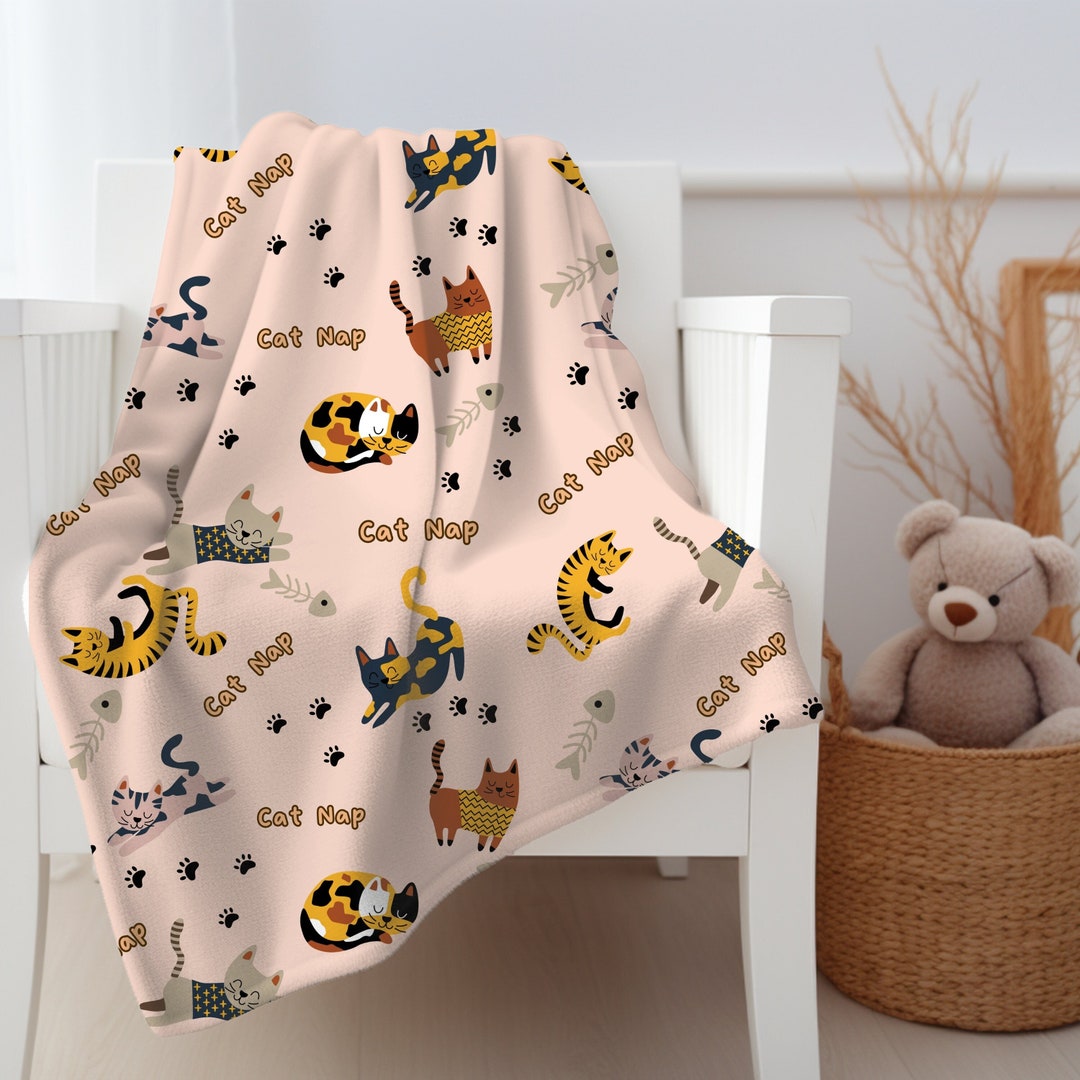 Cat Nap Meow Throw Blanket Gift for Cat Lover Kids Kitty Nap Throw Baby ...