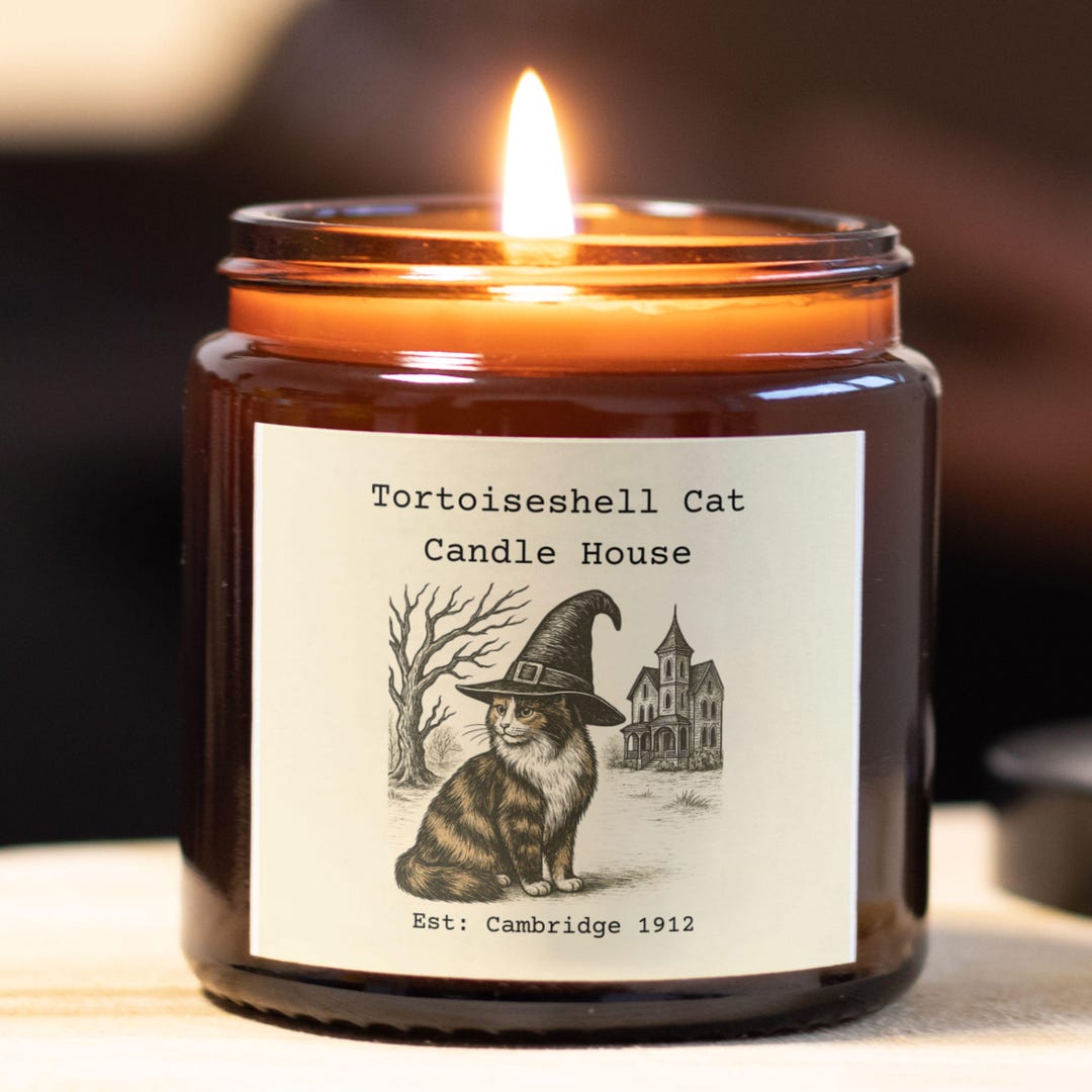 Halloween Tortoiseshell Cat Scented Candle, Vintage Style, 9 Oz or 4 Oz ...