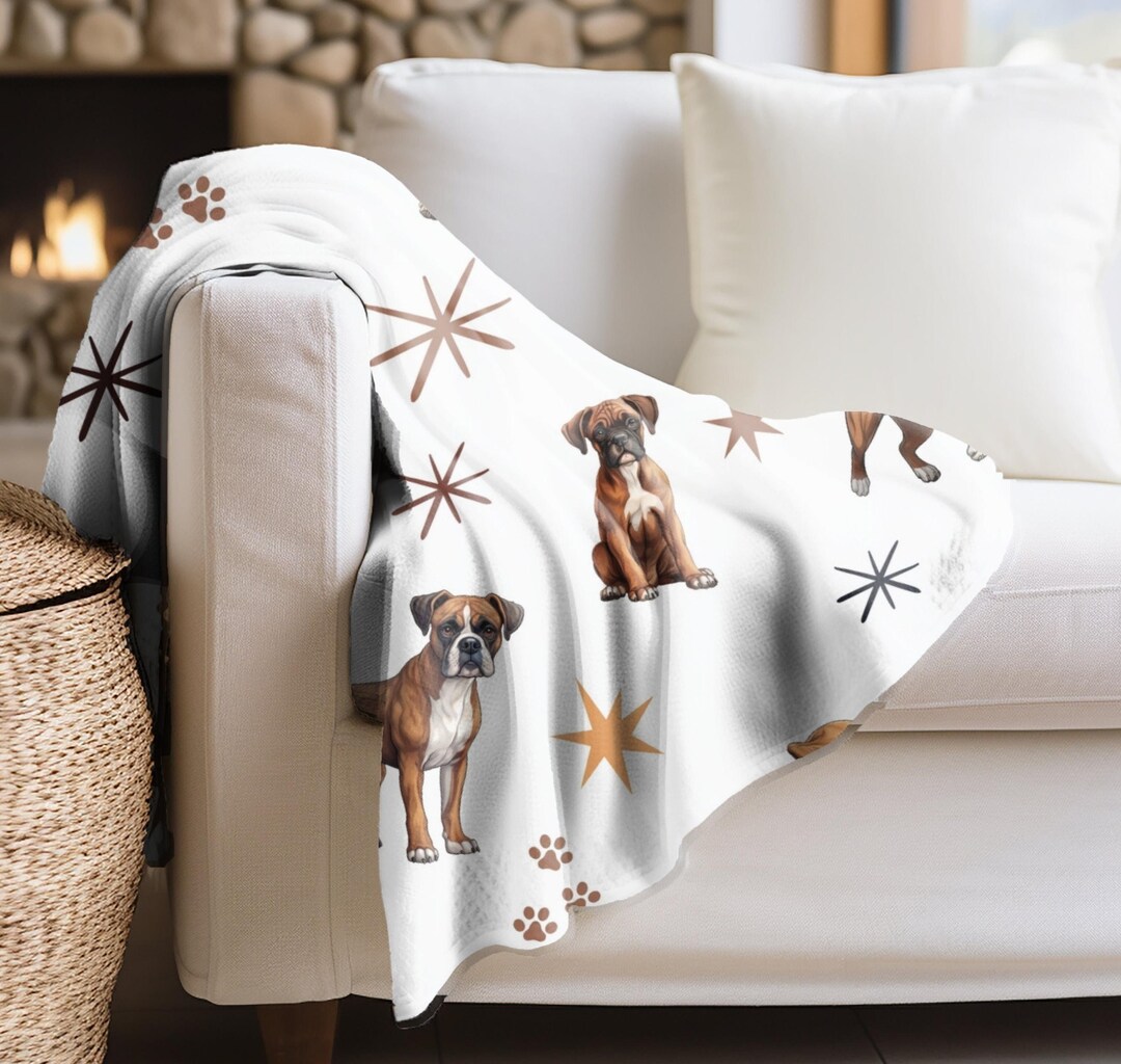 Boxer Dogs With Stars Plush Throw Blanket Gift for Cool Dog Lover Gift ...