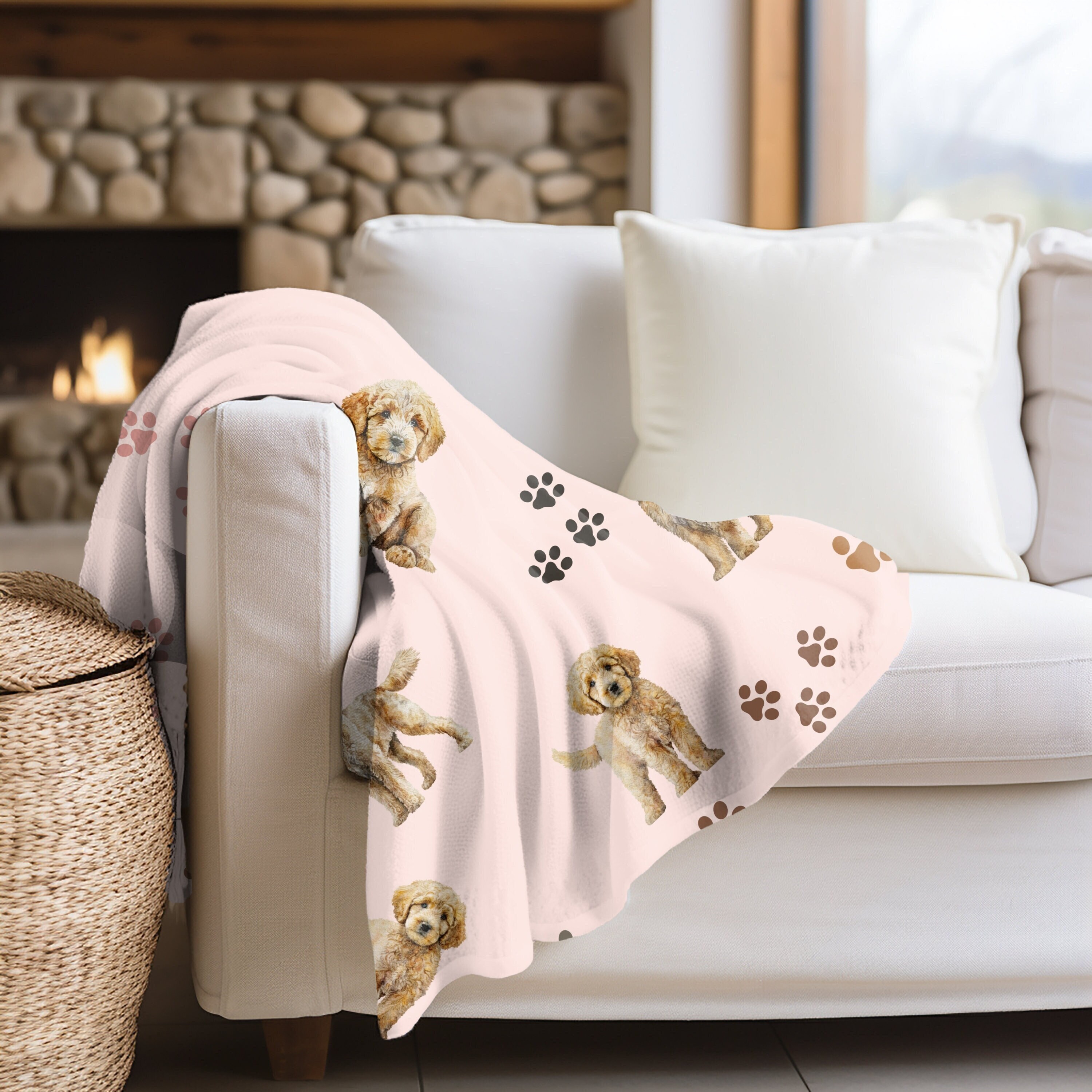 Golden Doodles Dog and Paws Boho Soft Throw Blanket Doodle Dog Lover ...