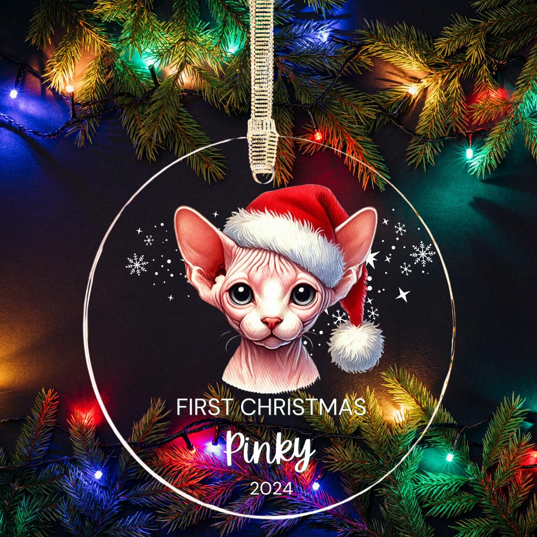 Personalized Sphynx Kitten First Christmas Acrylic Ornament Sphynx ...