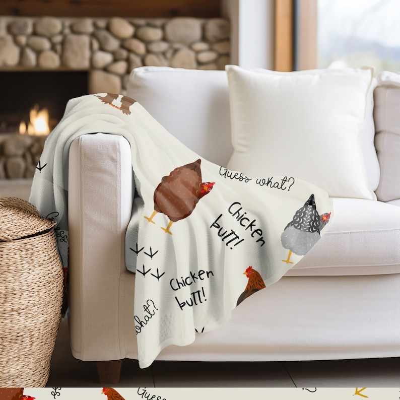 Guess What Chicken Butt Funny Chicken Blanket Barn Animal Throw Chicken ...