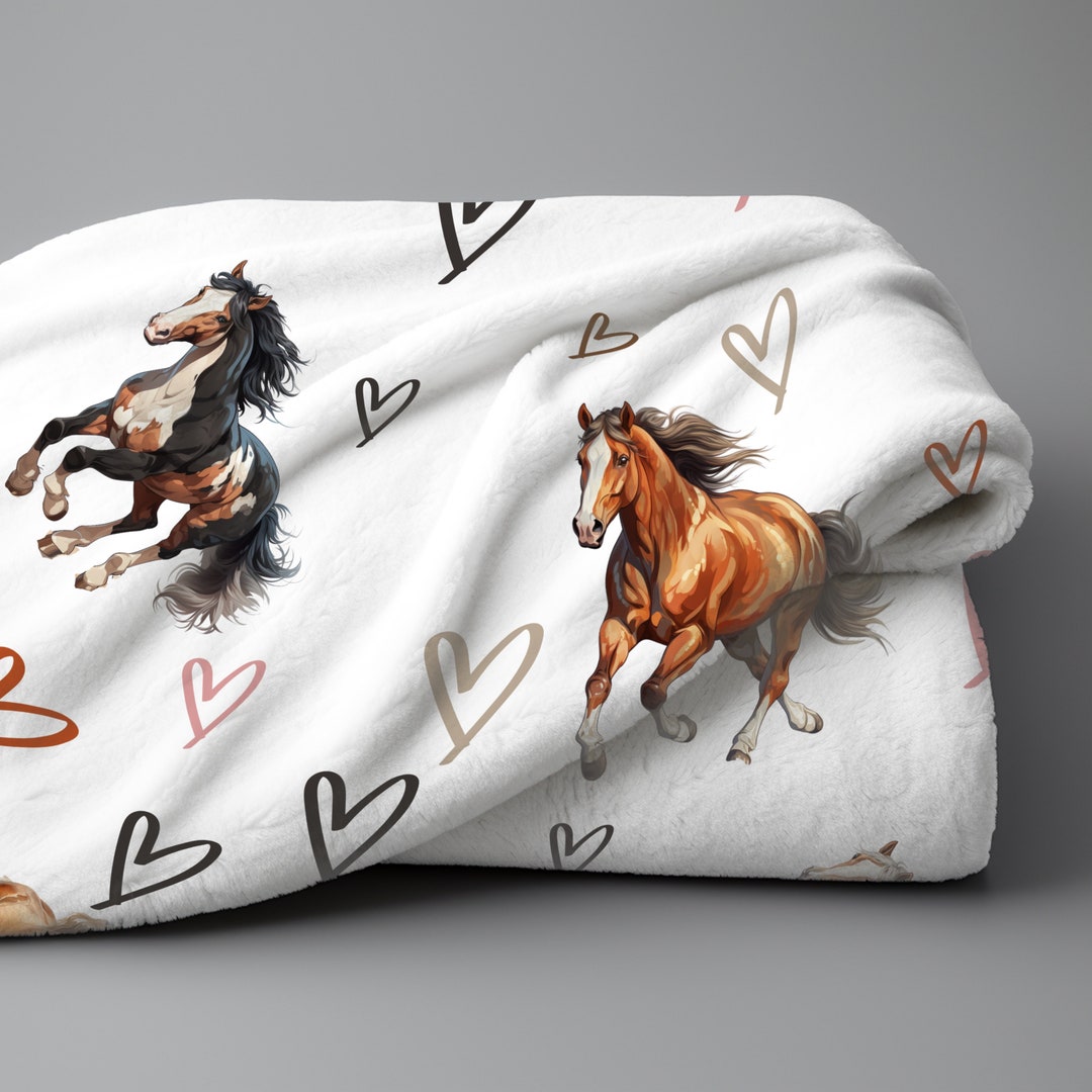Horses Running With Hearts Cowgirl Plush Throw Blanket Ranch Girl Throw ...