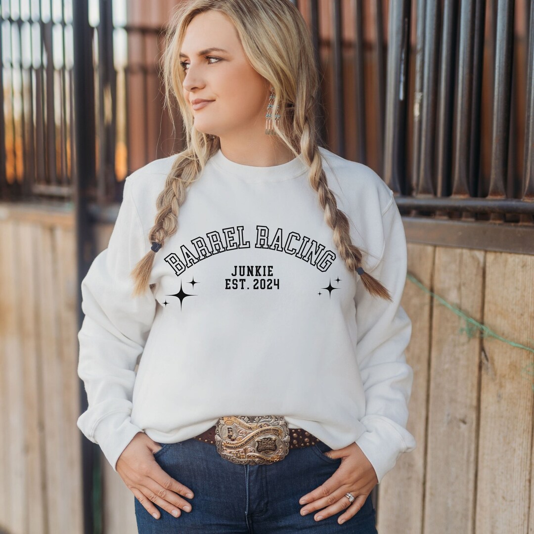 Cowgirl Barrel Racing Junkie Turn and Burn Sweatshirt Rodeo Lover Ranch ...