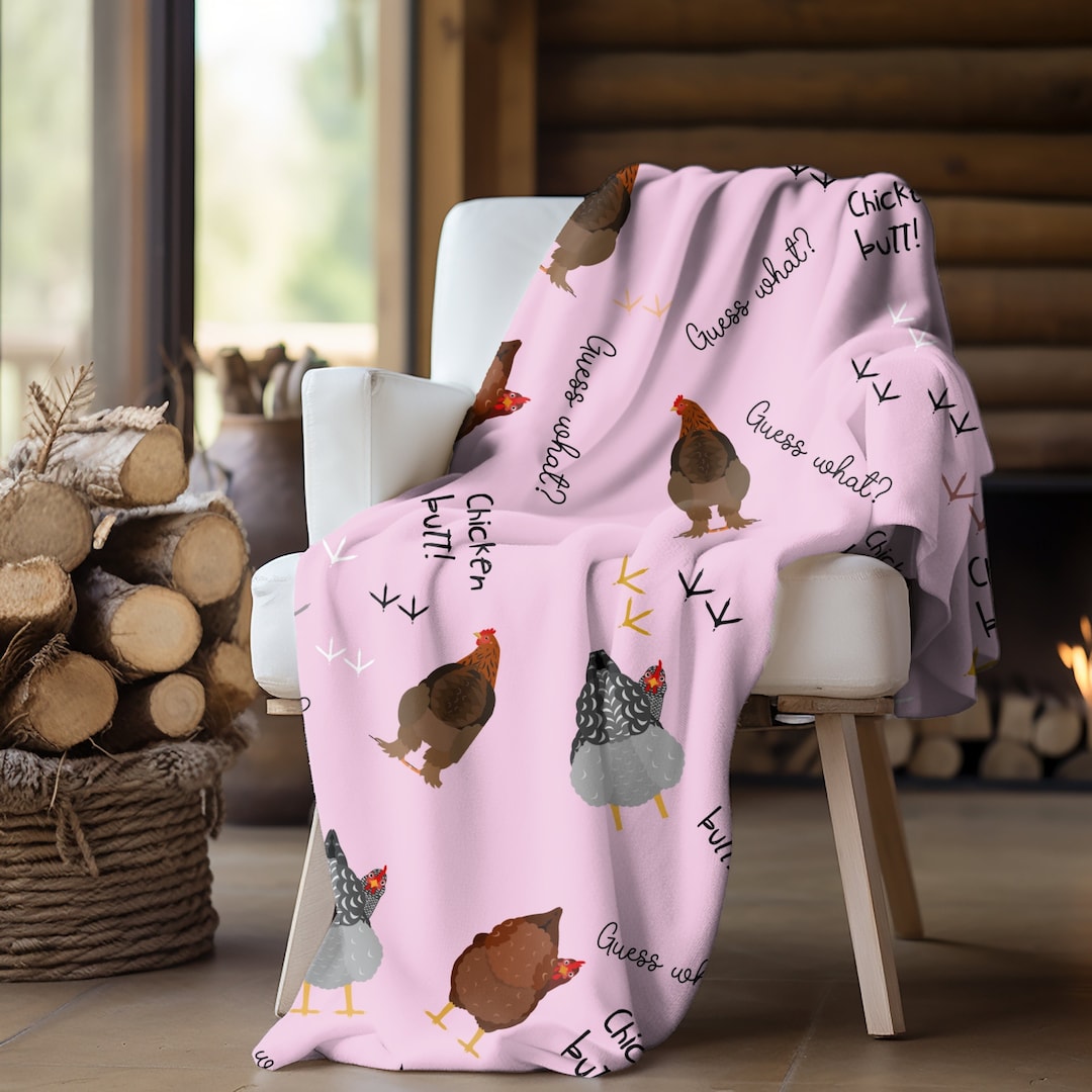 Guess What? Chicken Butt Funny Chicken Blanket Barn Animal Throw ...