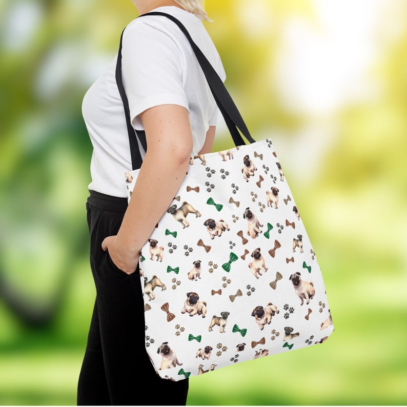 Pugs and Bowties Dog Tote Bag Gift for Cool Dog Lover Pug Lover Gift ...