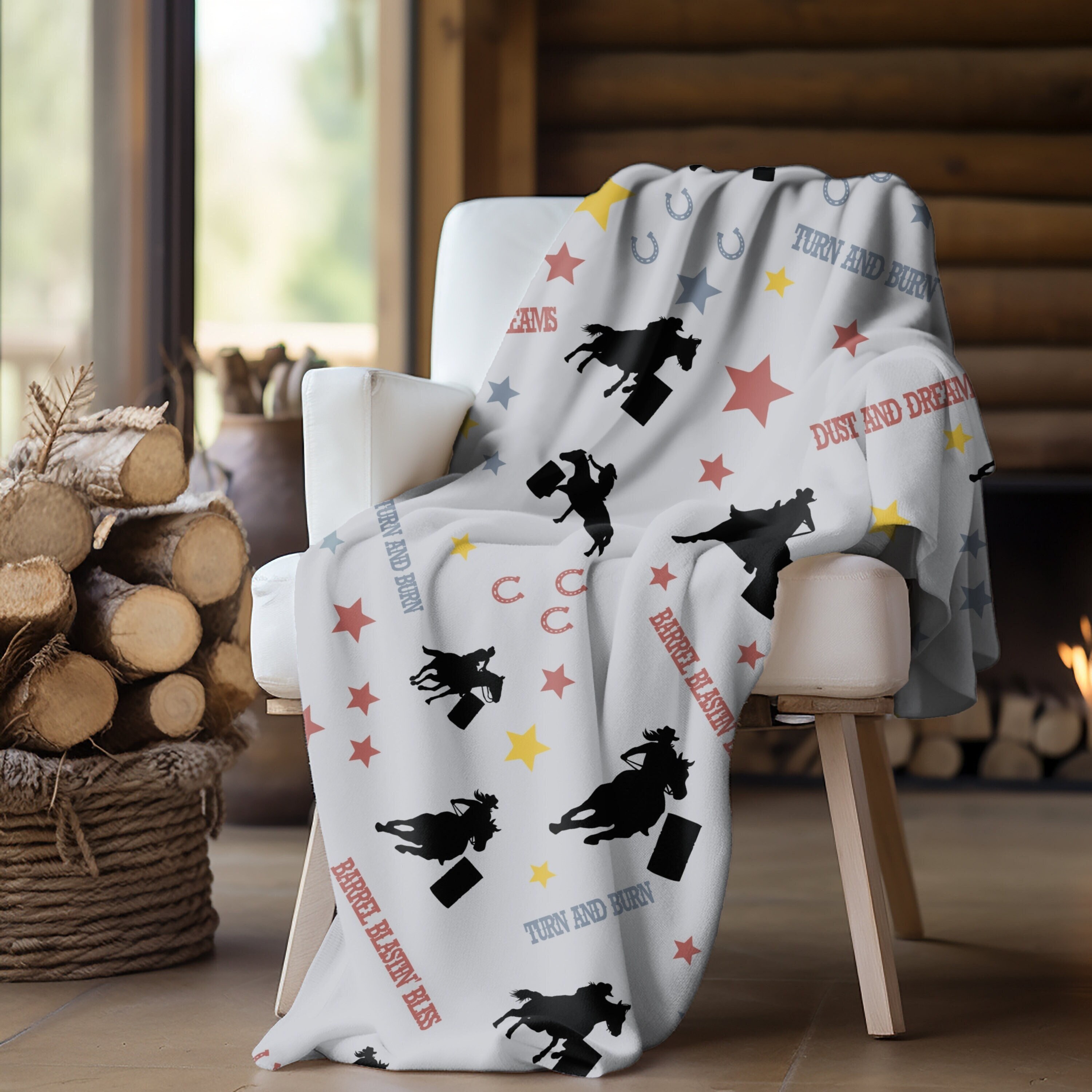 Cowgirl Barrel Racing Turn and Burn Throw Blanket Rodeo Lovers Gift ...