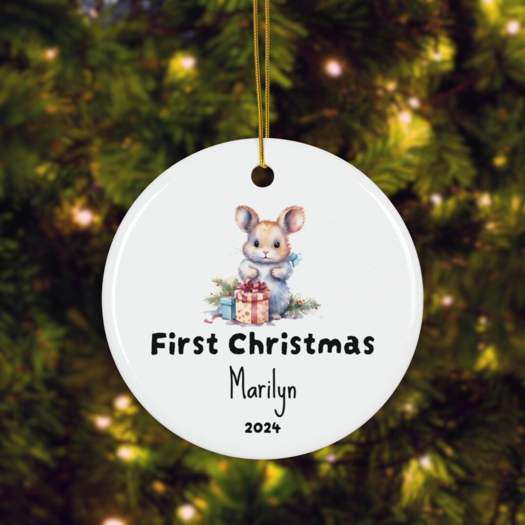 Personalized Baby's First Christmas Ornament, Cute Mouse Ceramic ...